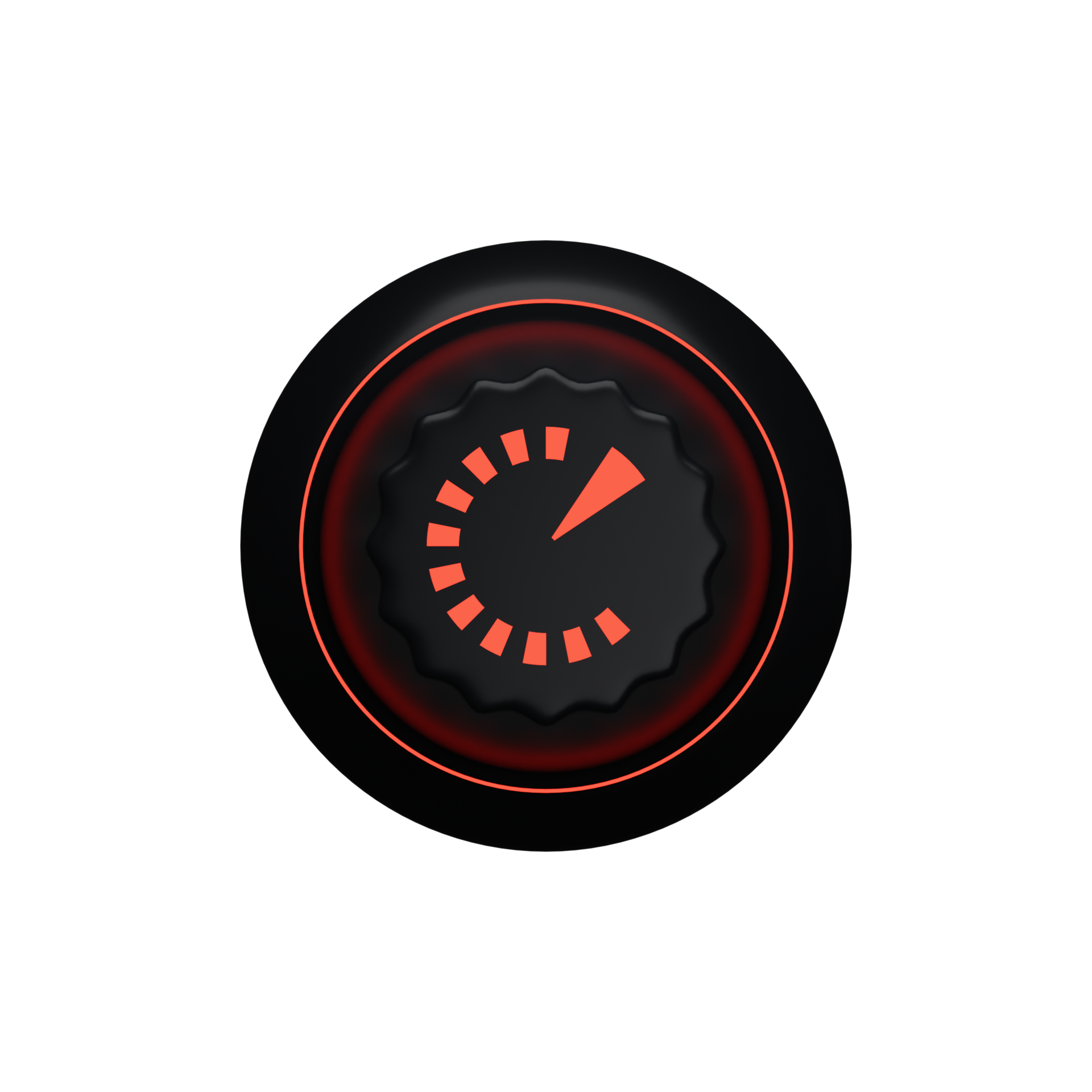 3d. Realistic volume button with red light isolated on transparent ...