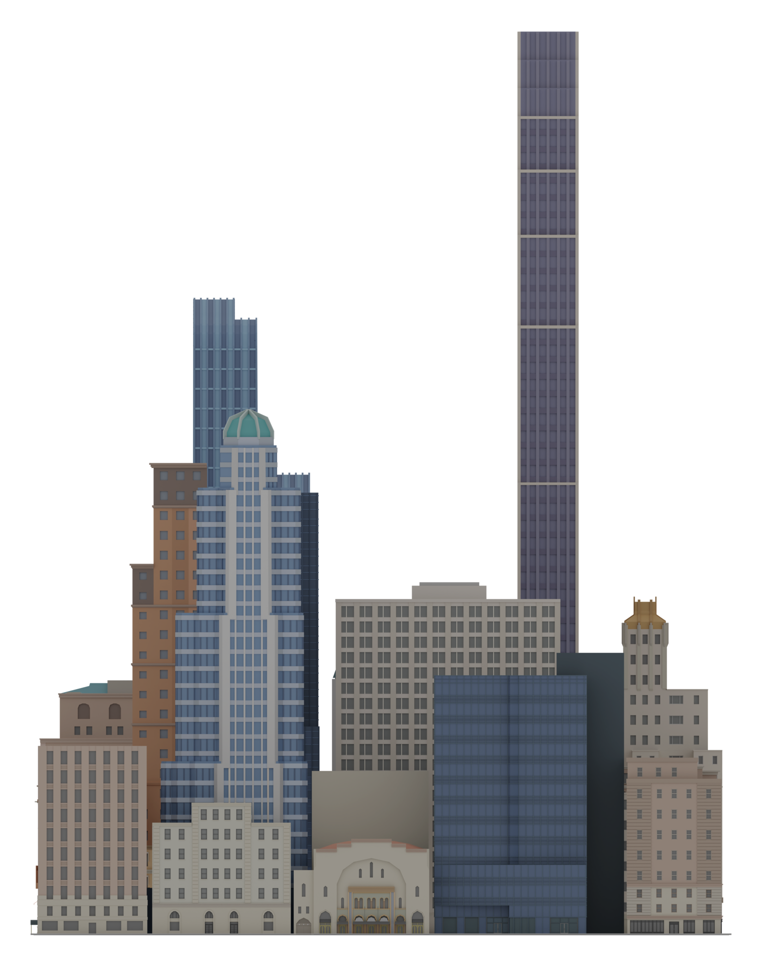 3D Illustration Cartoon City Scape Building skyscraper nyc 27156677 PNG