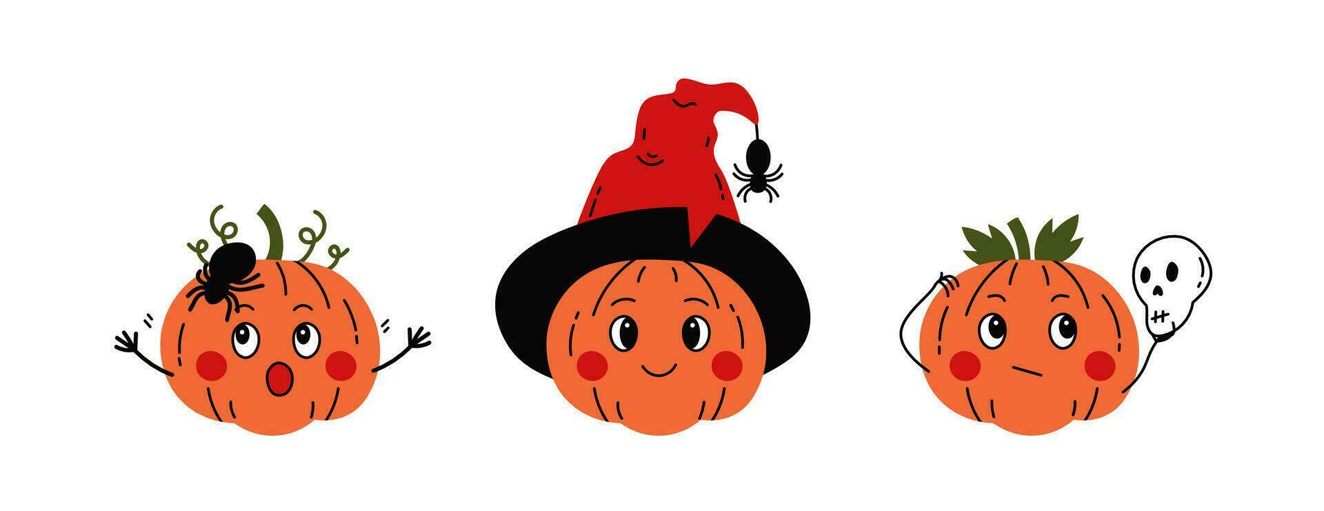 Cute Halloween Pumpkin characters vector set 27160250 Vector Art at ...