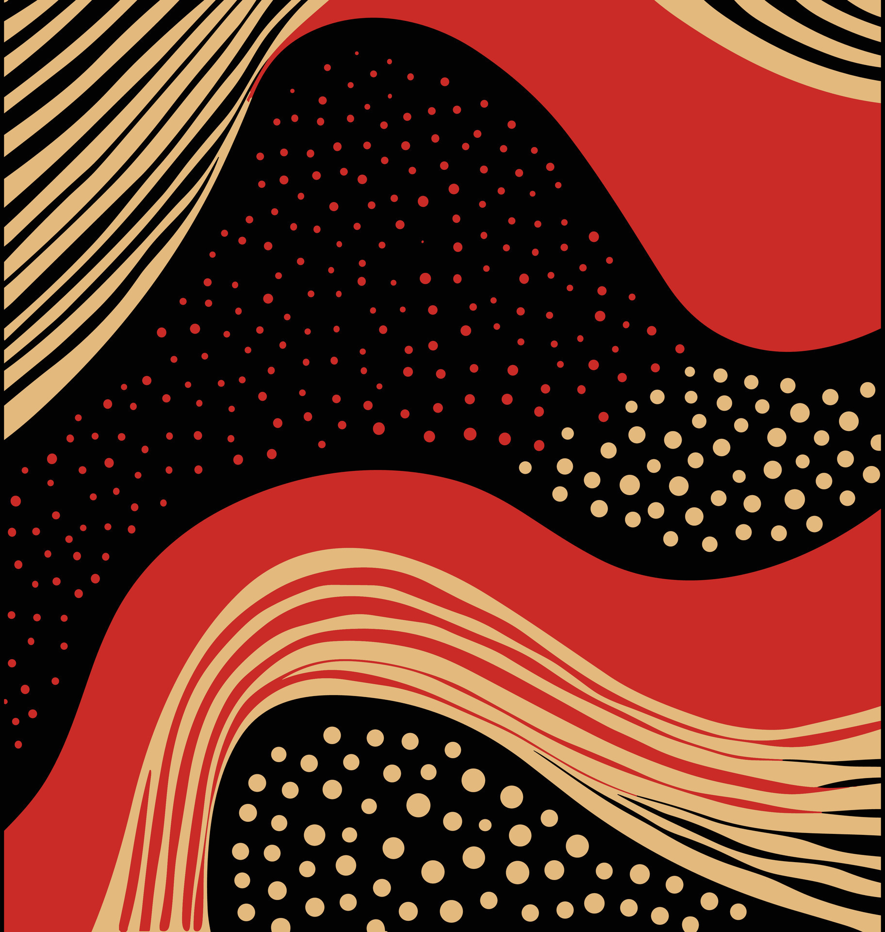 zigzag lines over a tan background, in the style of dark black and red ...