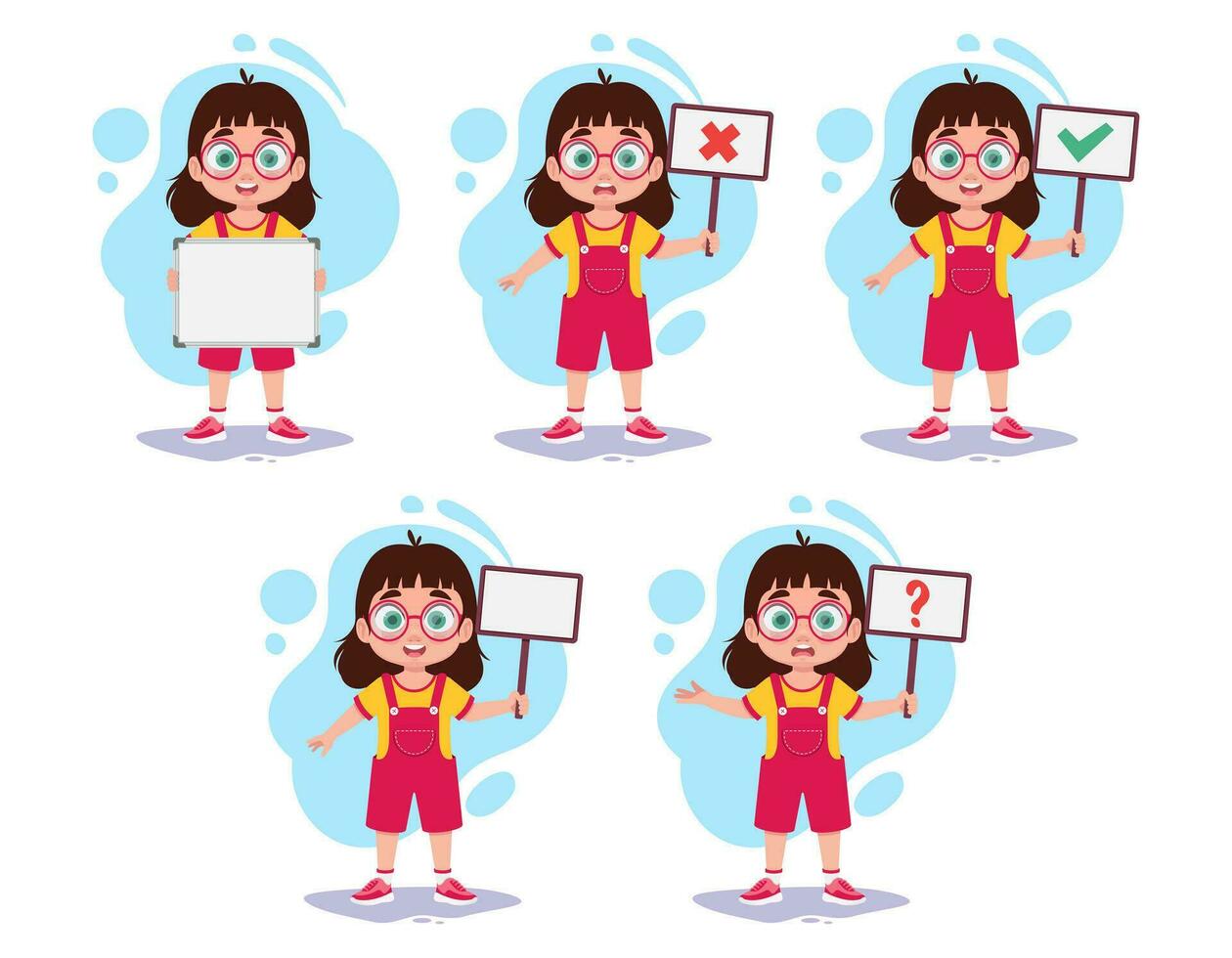 5 Illustrations Of A Girl Holding A Sign 27161488 Vector Art At Vecteezy
