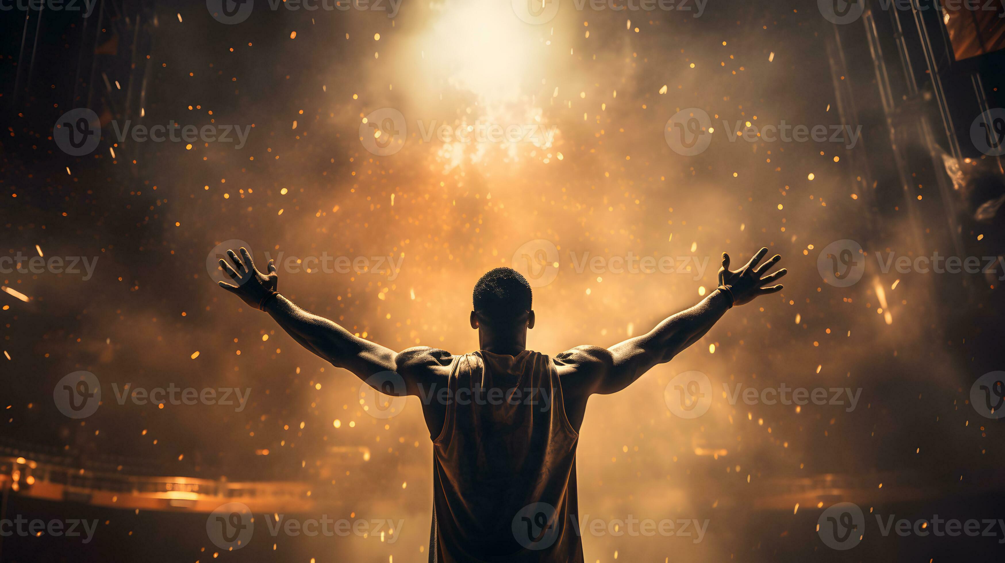 Basketball player celebrating in the stadium. Concept of winner ...