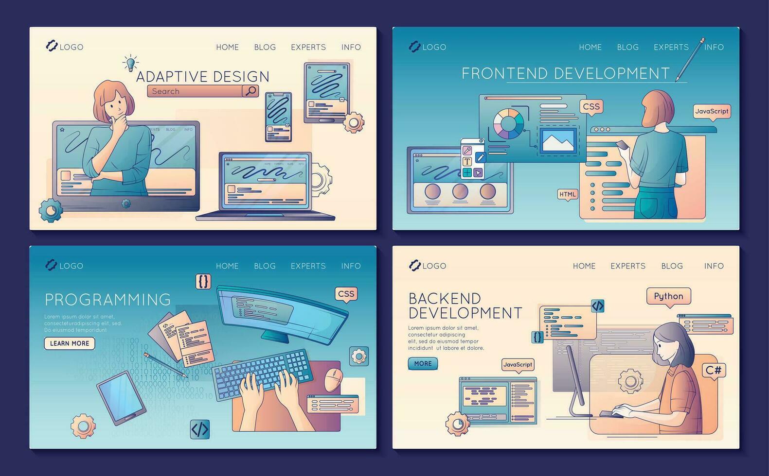 Software Development Website Set 27177740 Vector Art at Vecteezy