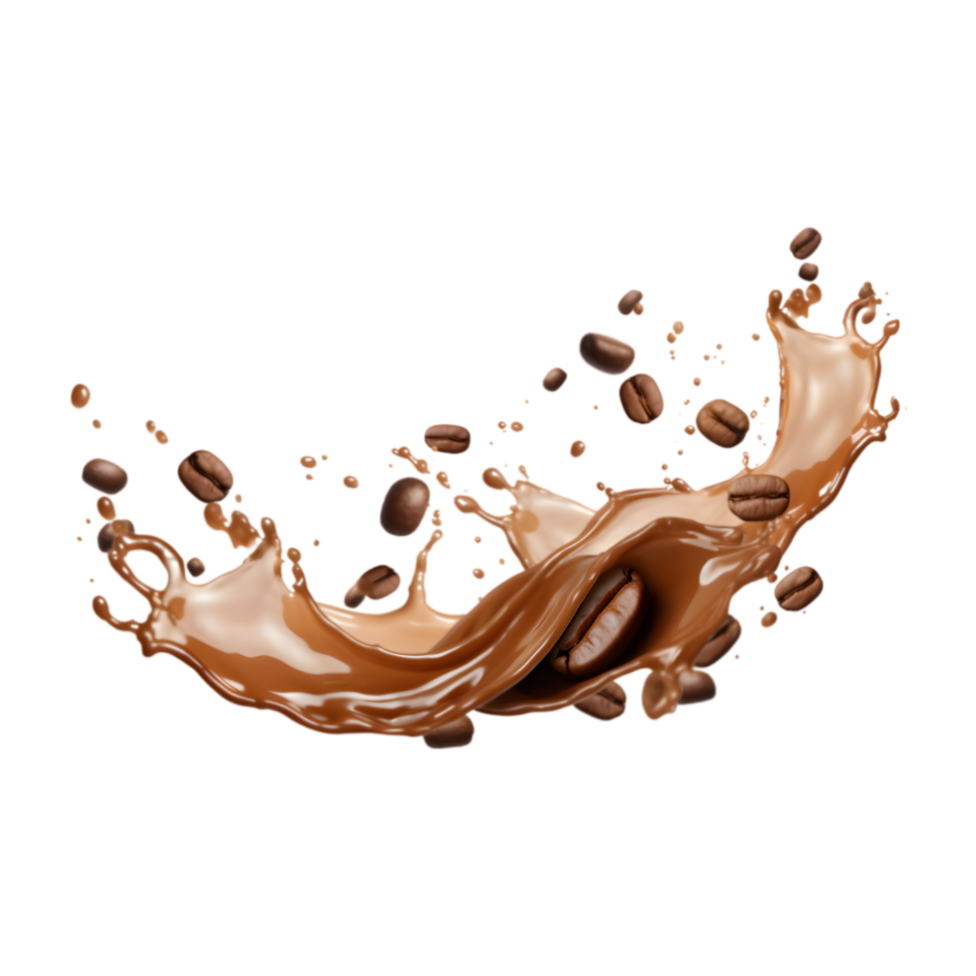 coffee splash wave with coffee beans isolated on a transparent ... coffee splash wave with coffee beans isolated on a transparent ...