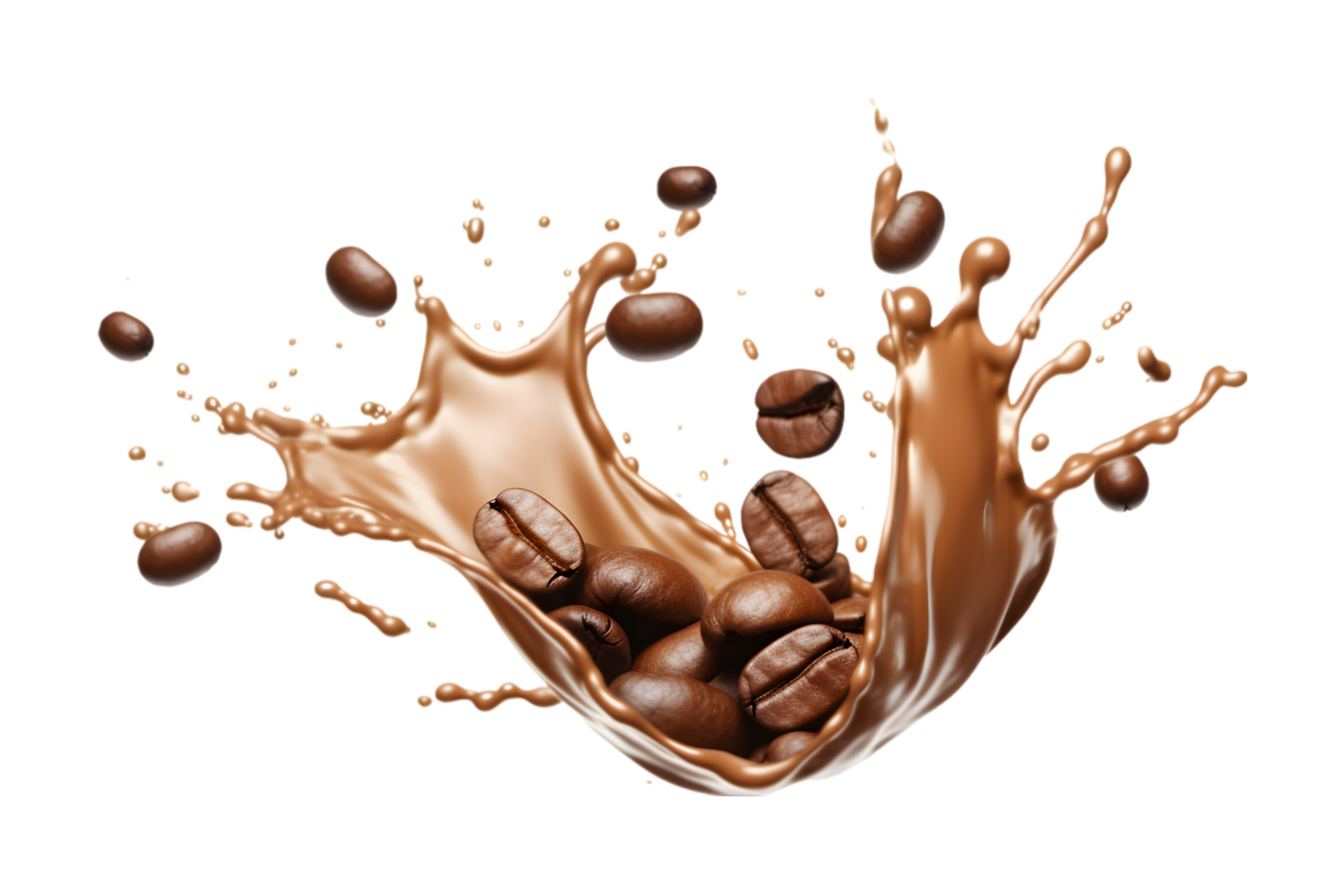 coffee splash wave with coffee beans isolated on a transparent ... coffee splash wave with coffee beans isolated on a transparent ...