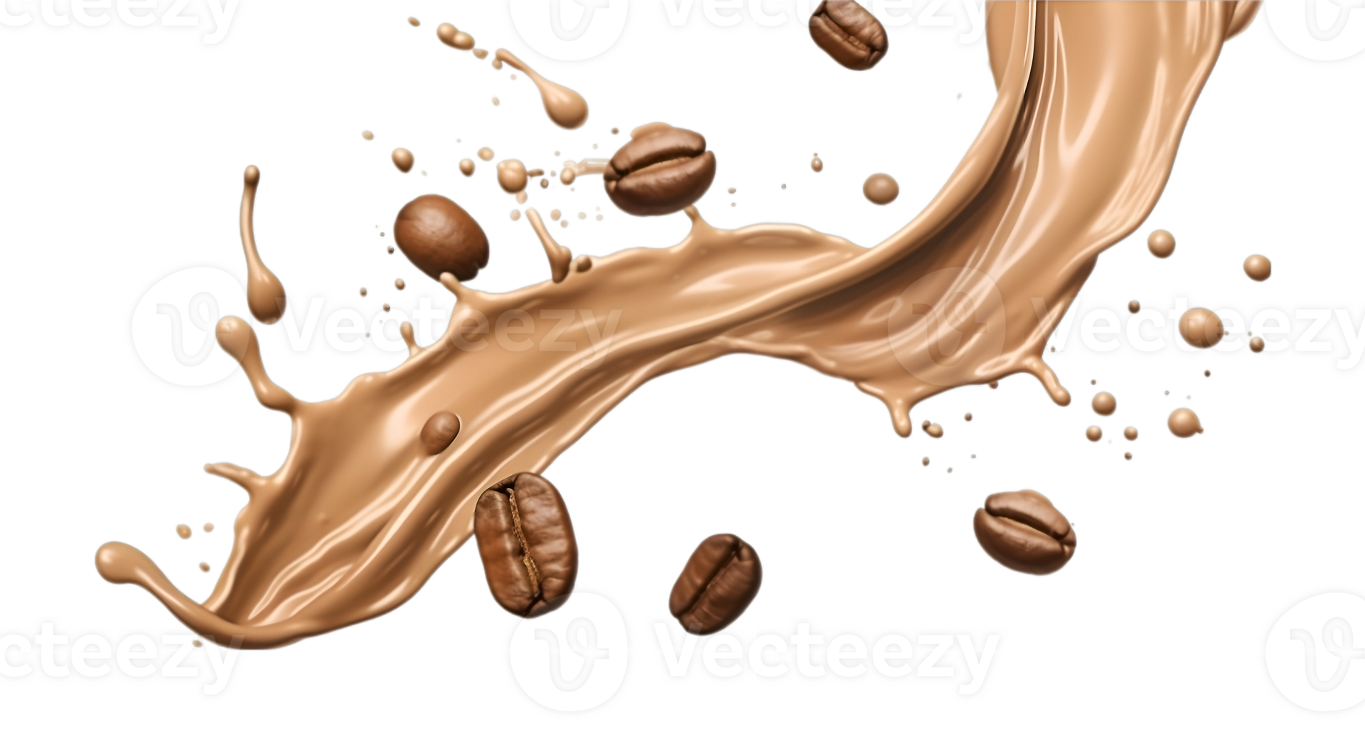 coffee splash wave with coffee beans isolated on a transparent background 27182306 PNG