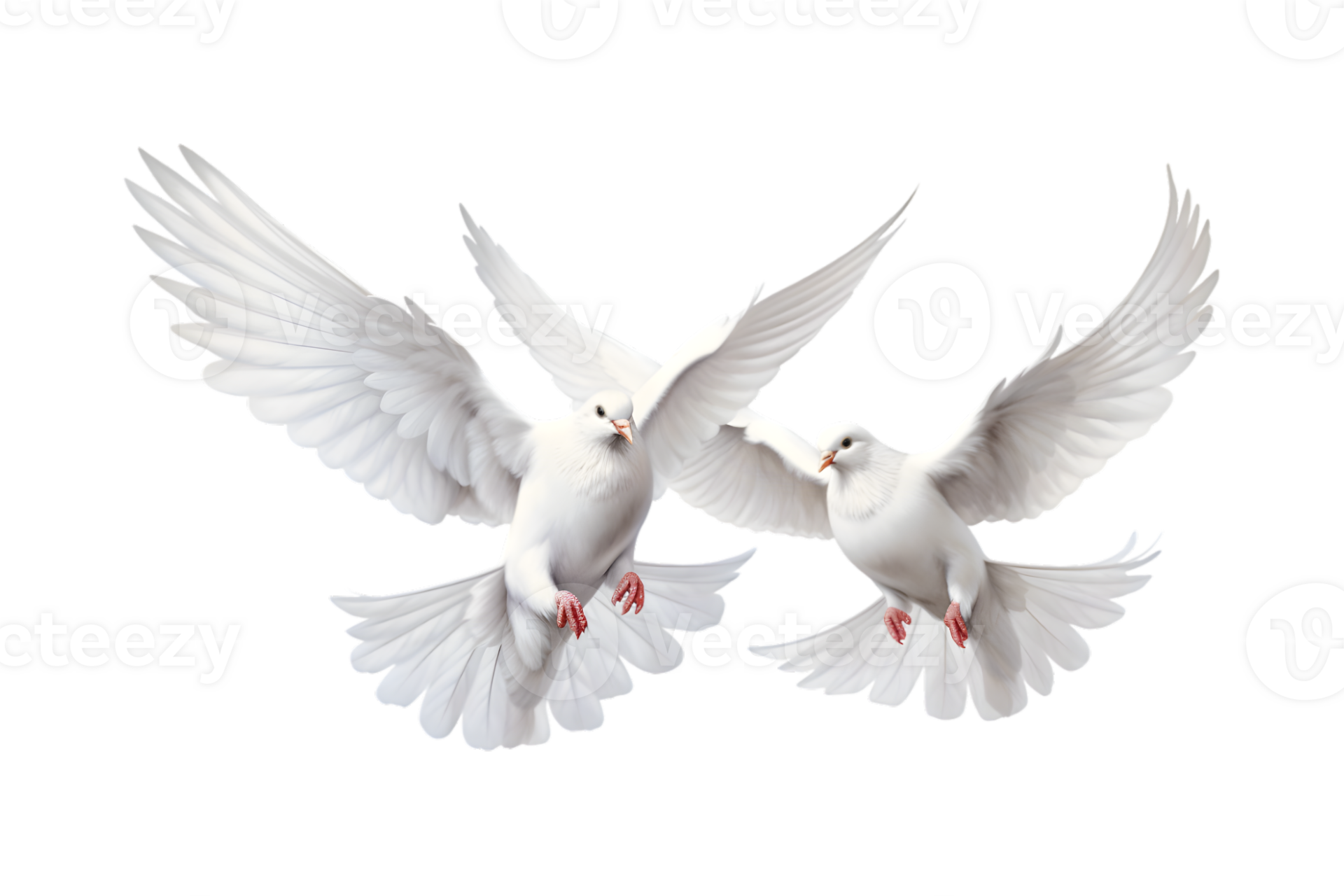 Two white doves are flying isolated on a transparent background 27182652 PNG