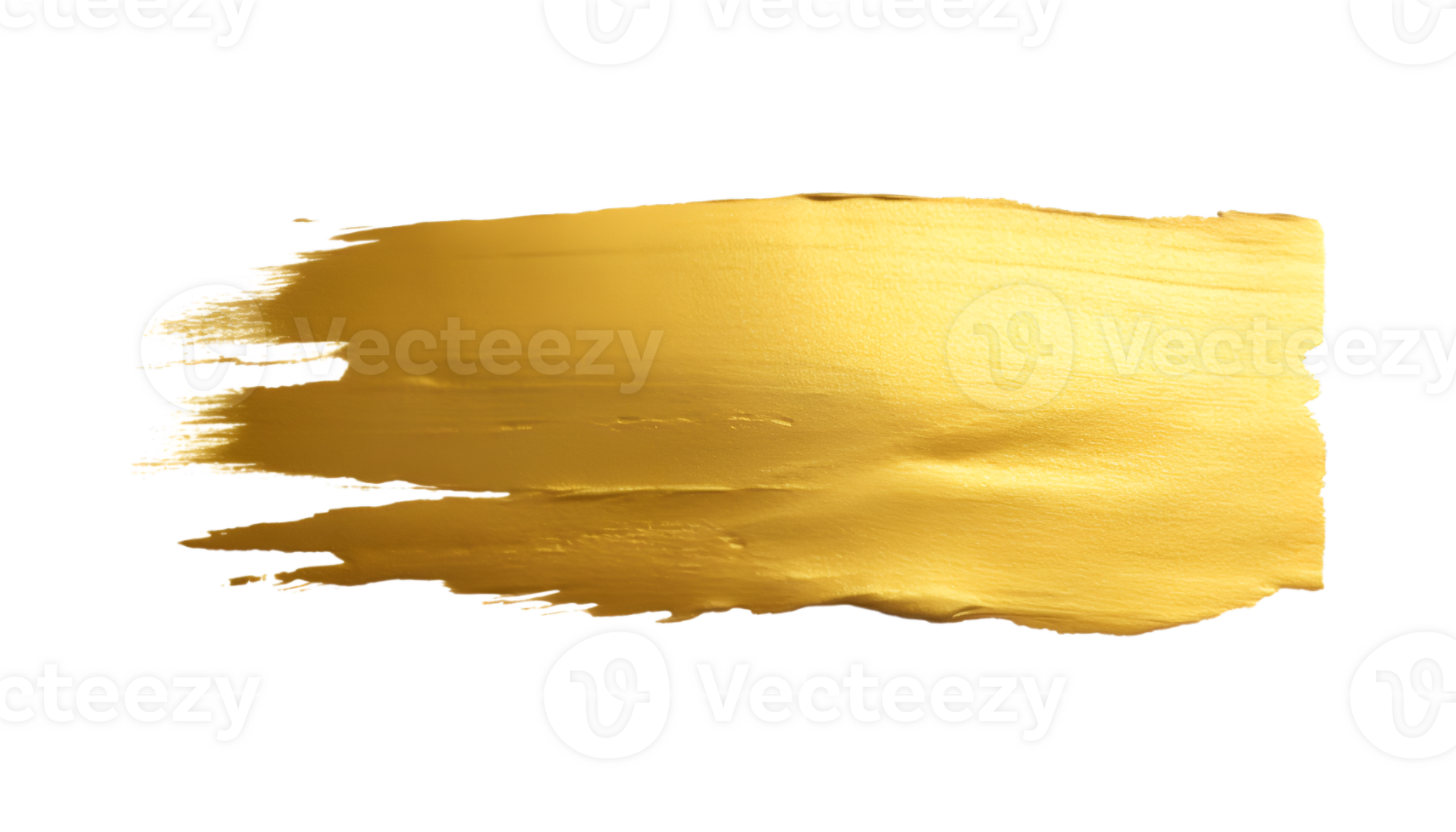 Gold paint brush strokes with glitter texture. Gold stains liquid isolated on a transparent ...