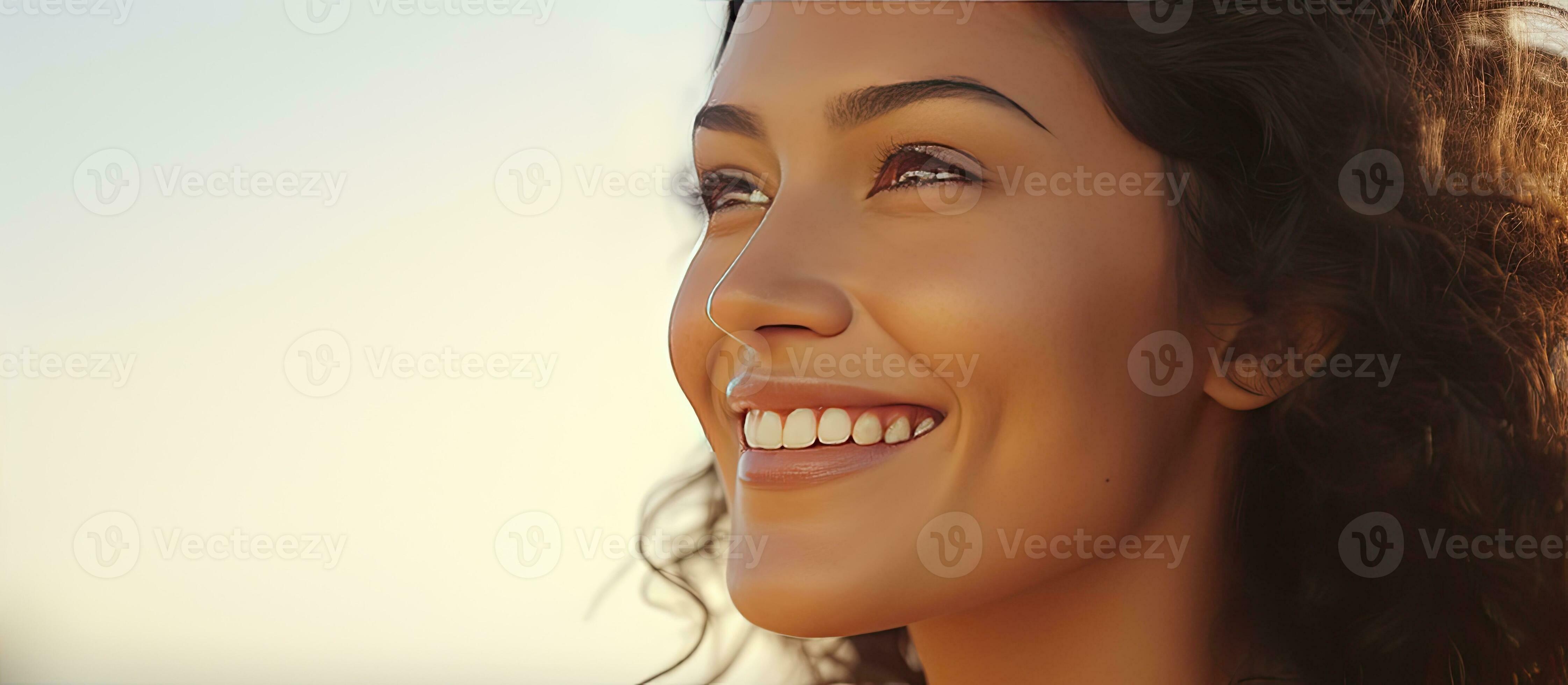 Latina woman smiling Copy space 27183922 Stock Photo at Vecteezy