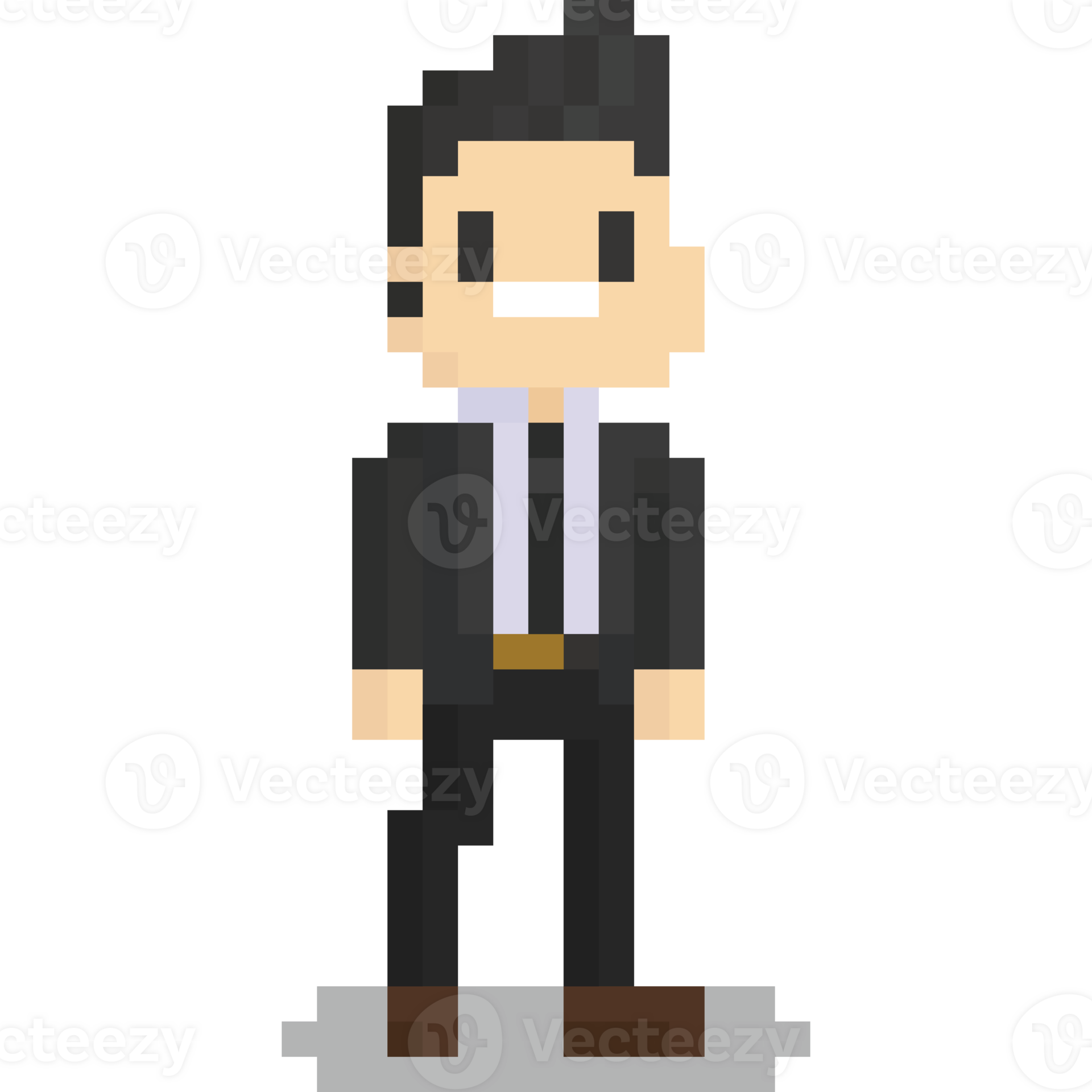 Pixel art black office suit man character 2 27190544 PNG