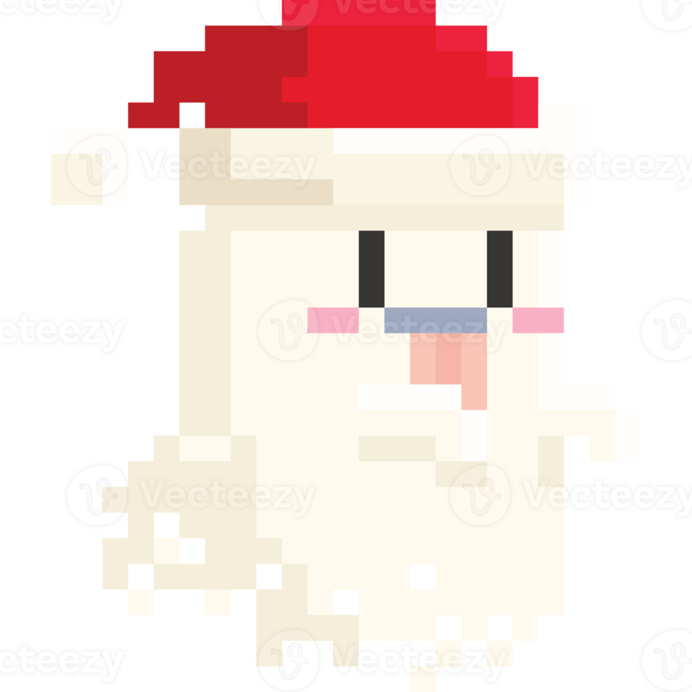 Pixel Art Cartoon Ghost Character With Santa Hat 27190743 Png