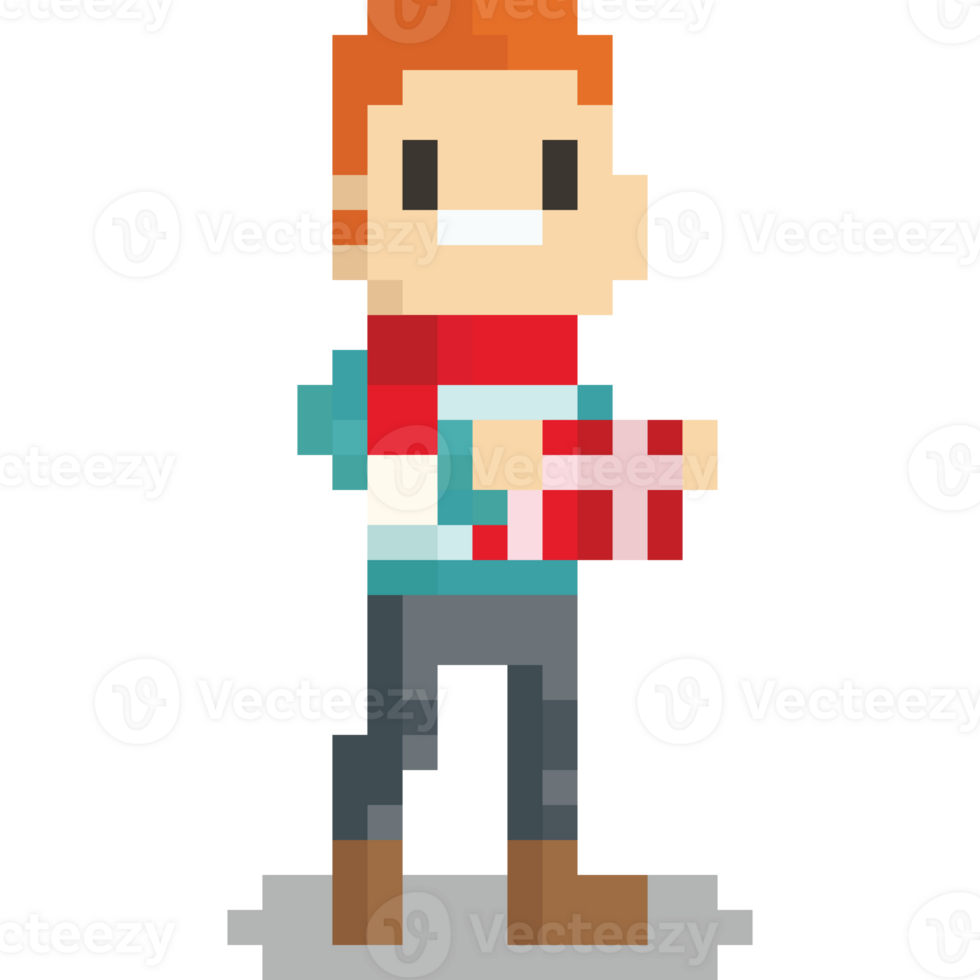 Pixel Art Cartoon Happy Christmas Character 2 27190747 Png