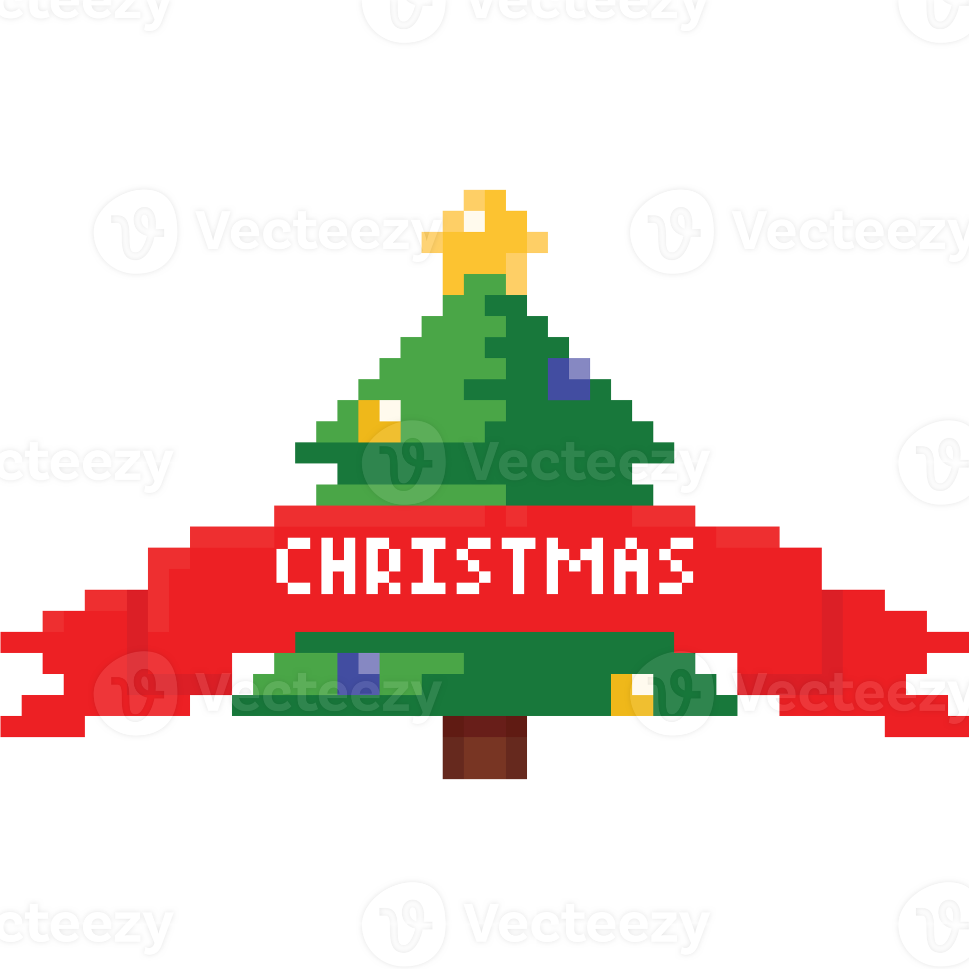 Pixel art christmas tree with red ribbon 27190790 PNG