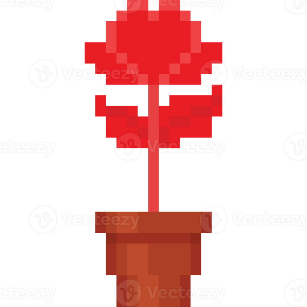Pixel Art Red Heart Flower Element 3 27190890 Png