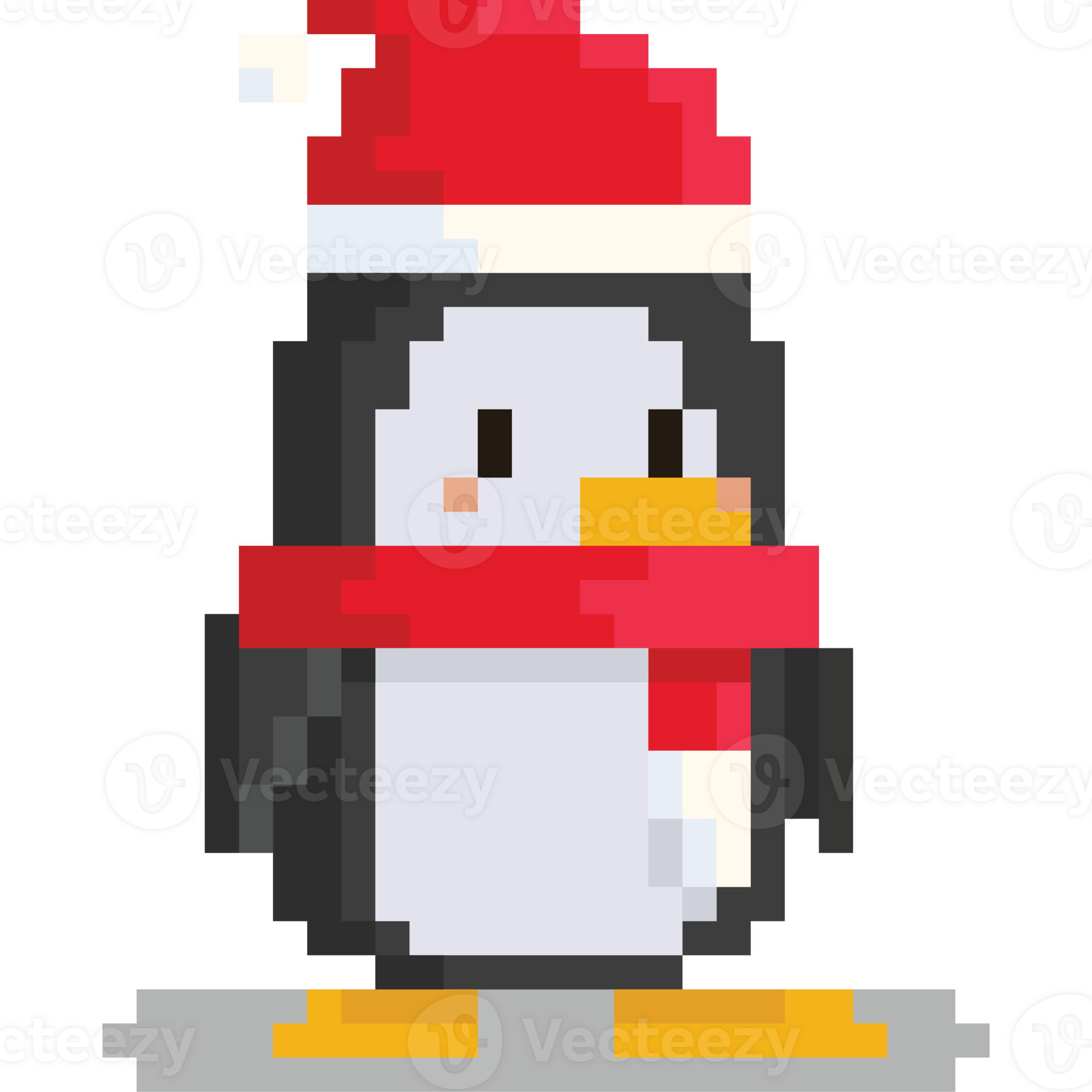 Pixel Art Cartoon Penguin Character With Christmas Element 27191018 Png