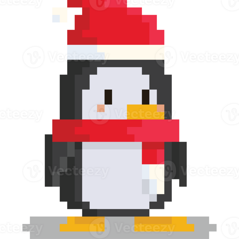 Pixel Art Cartoon Penguin Character With Christmas Element 27191018 Png