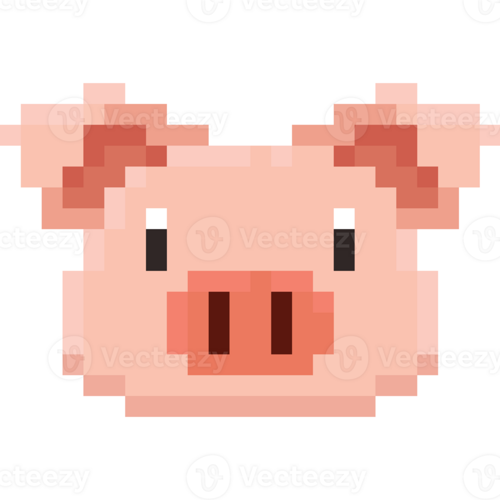 Pixel art pig head icon 27191055 PNG