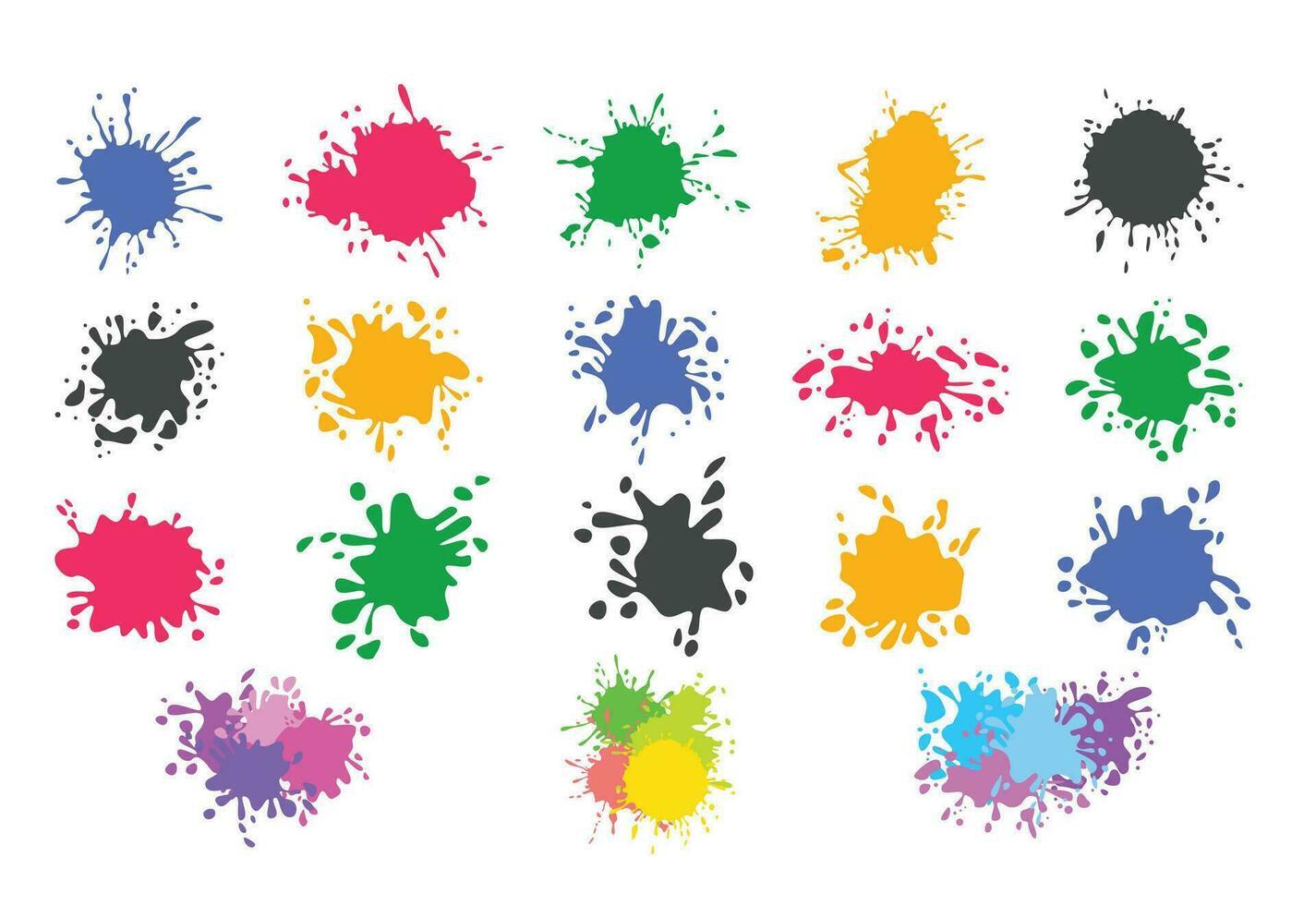Paint Splatter, Set of color paint splashes, bright painted drip drops ...