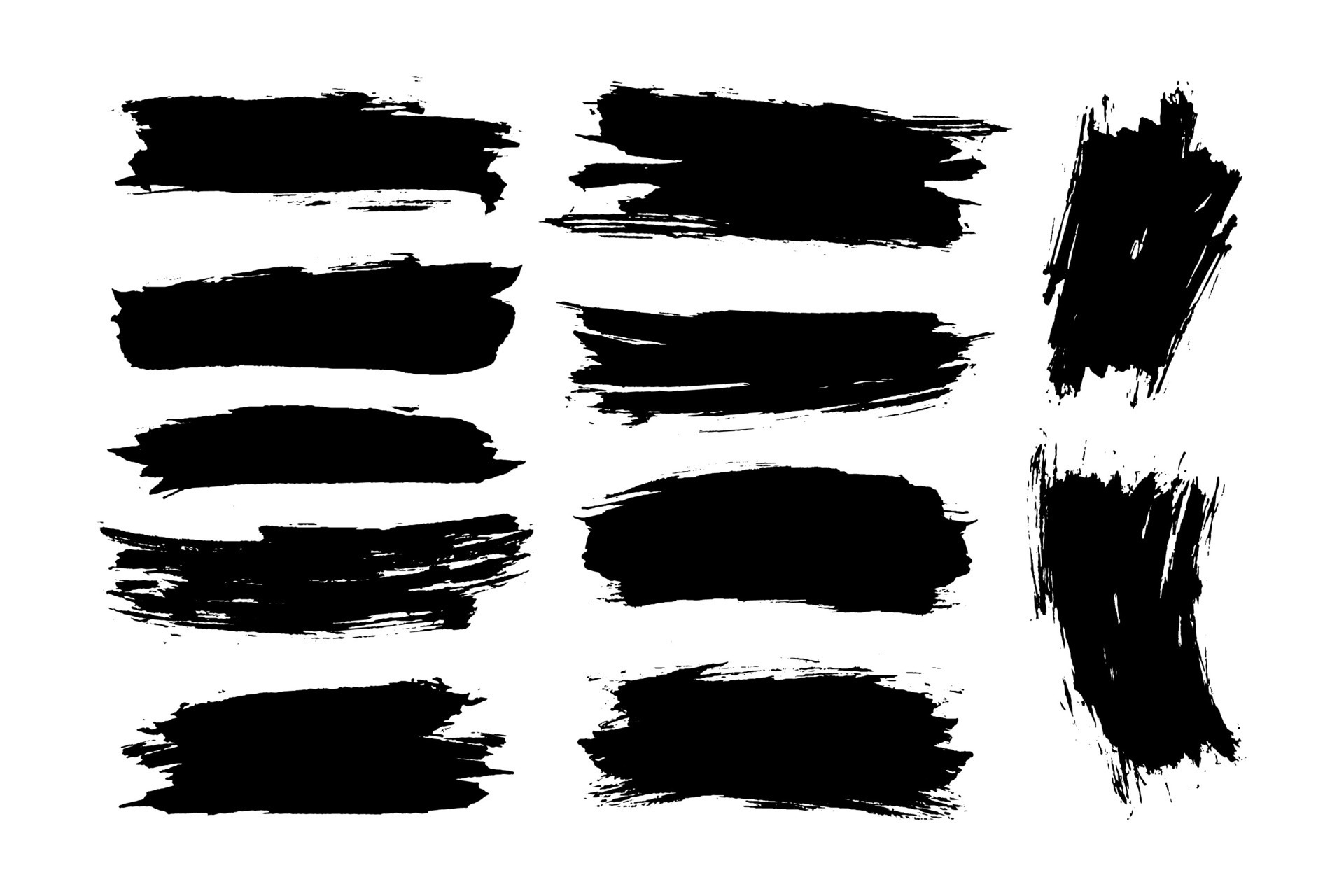 Collection black dirty design element. Grunge brush stroke, paint ...