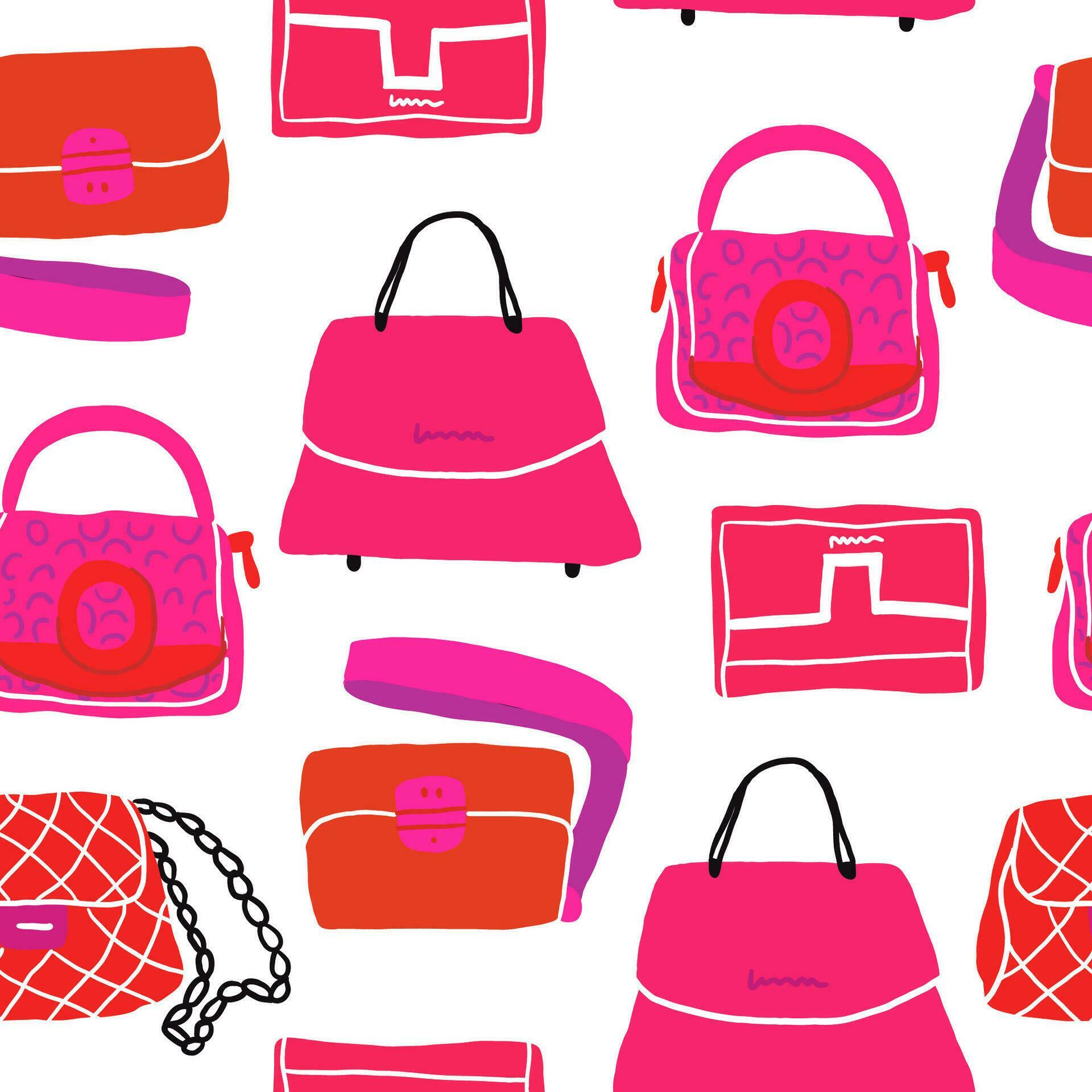 Woman Bags Seamless Pattern. Tiled vector background with women handbag ...