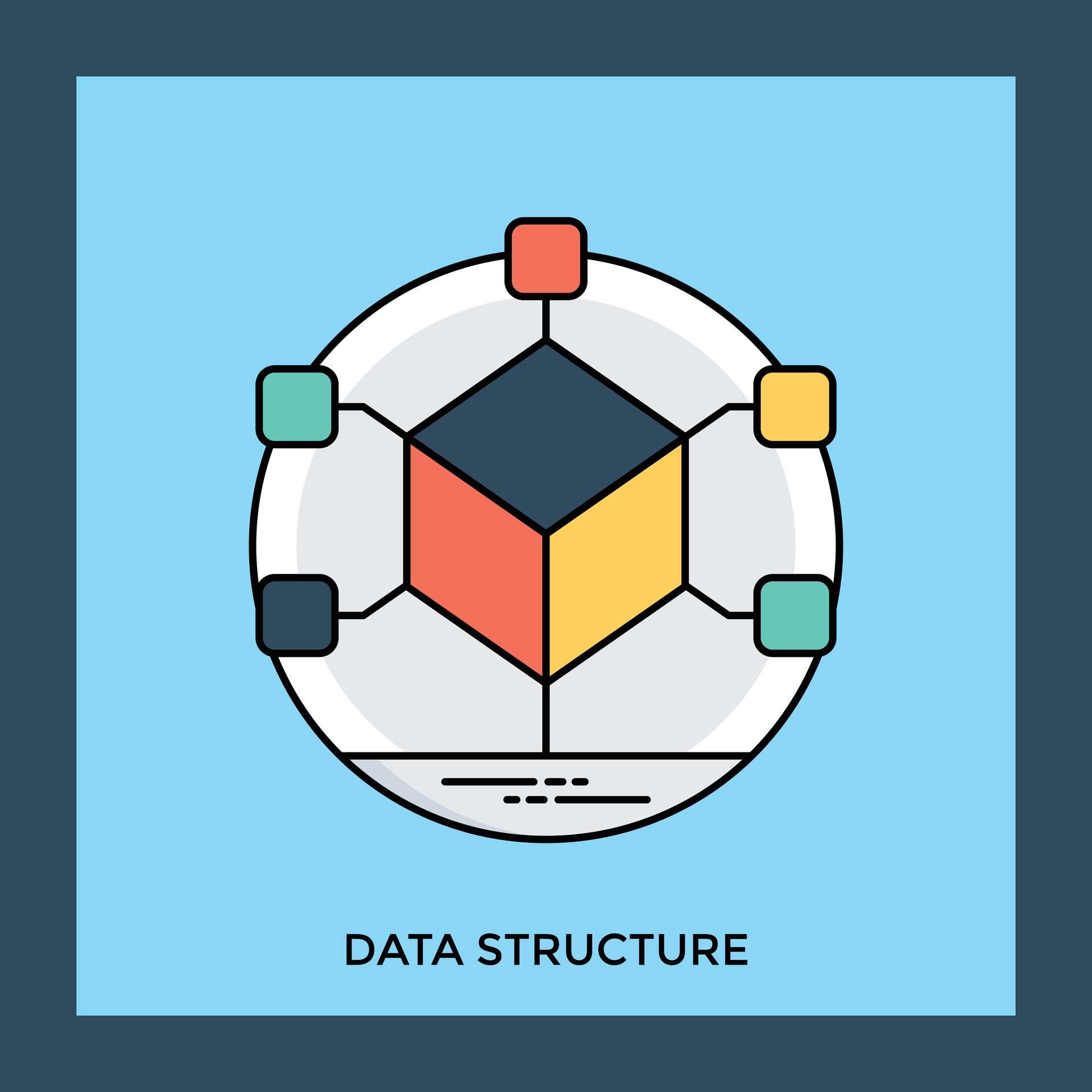A cube attached with nodes from all corners, showing data structure ...