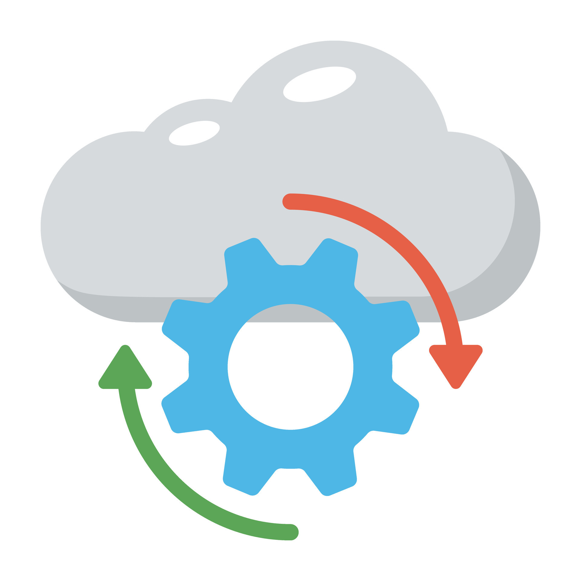 Cloud With Cogwheels And Arrows Symbolising Cloud Computing Operations 27193635 Vector Art At