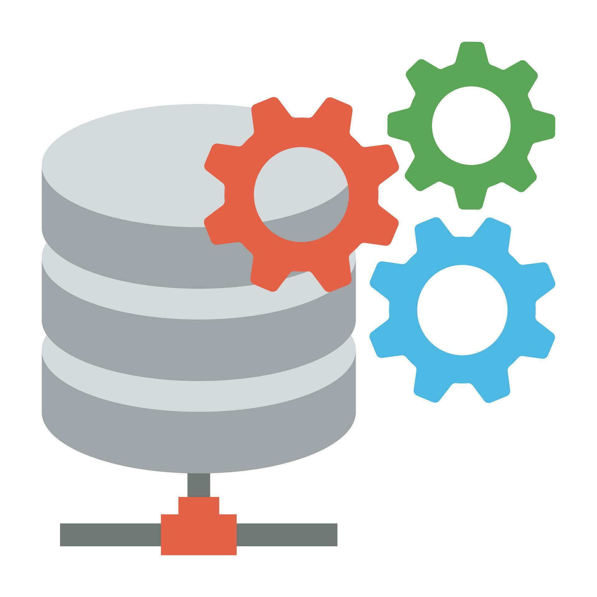 Database with cogwheels representing database management system ...