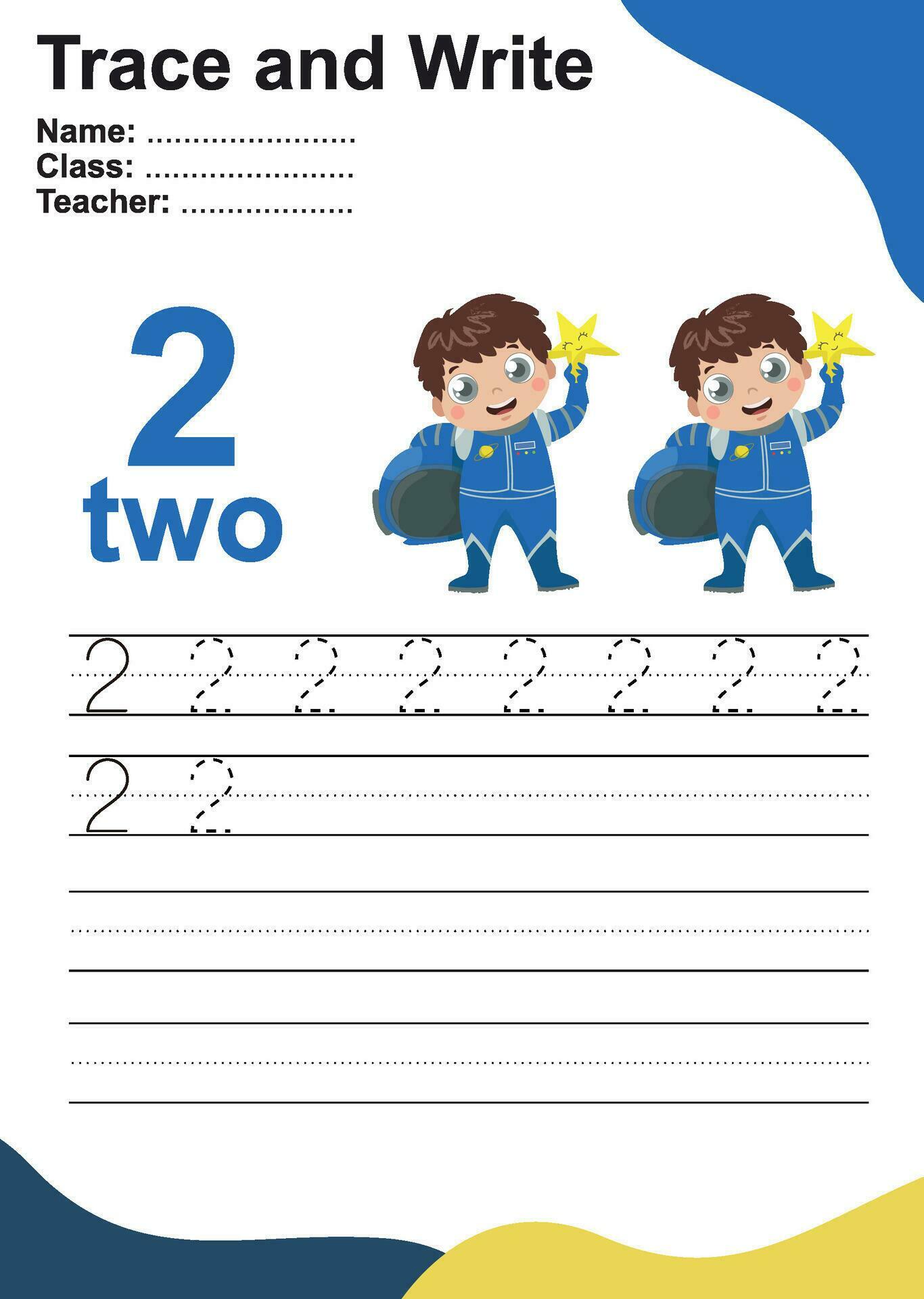 Trace and write number for children. Exercise for children to recognize ...