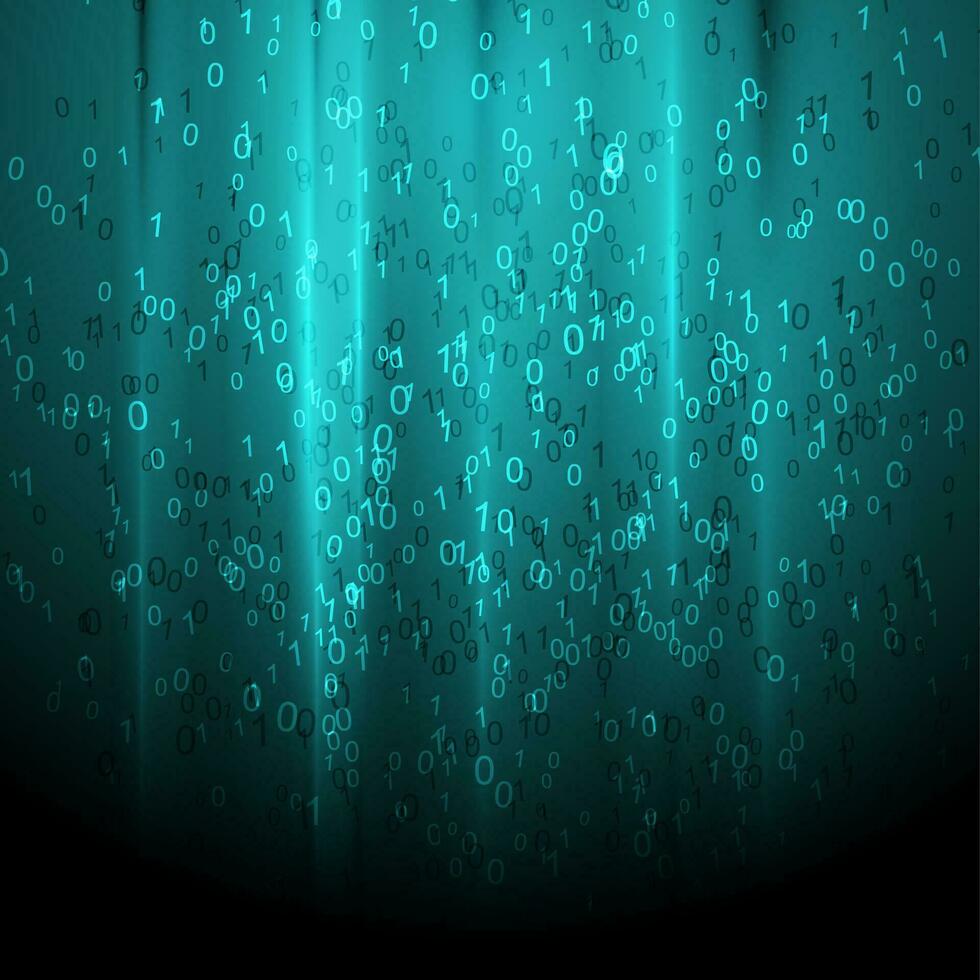 Glowing turquoise binary code numbers abstract technology background ...