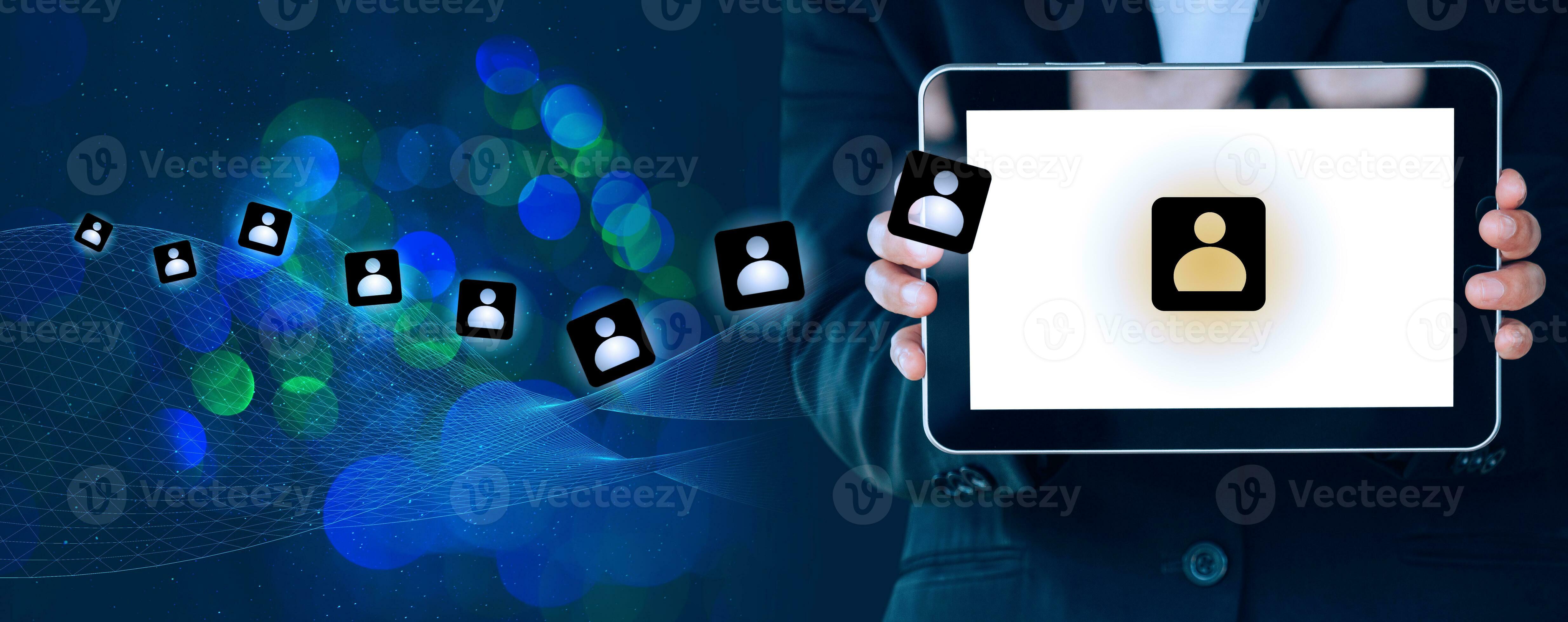 Business leadership choose person team leader represented with employee and human social network ...