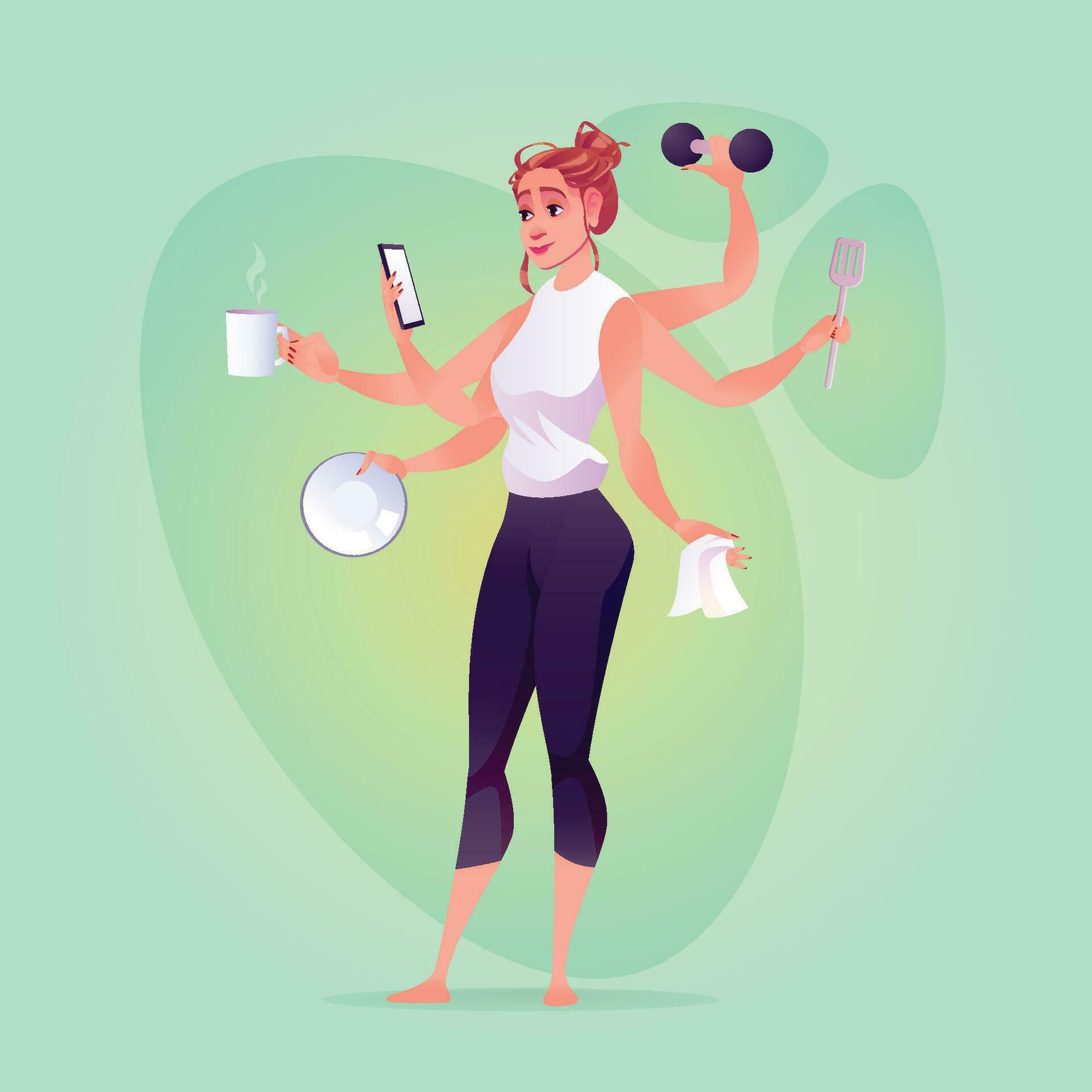Multi Talented Multi Working Woman Woman Empowerment Illustration