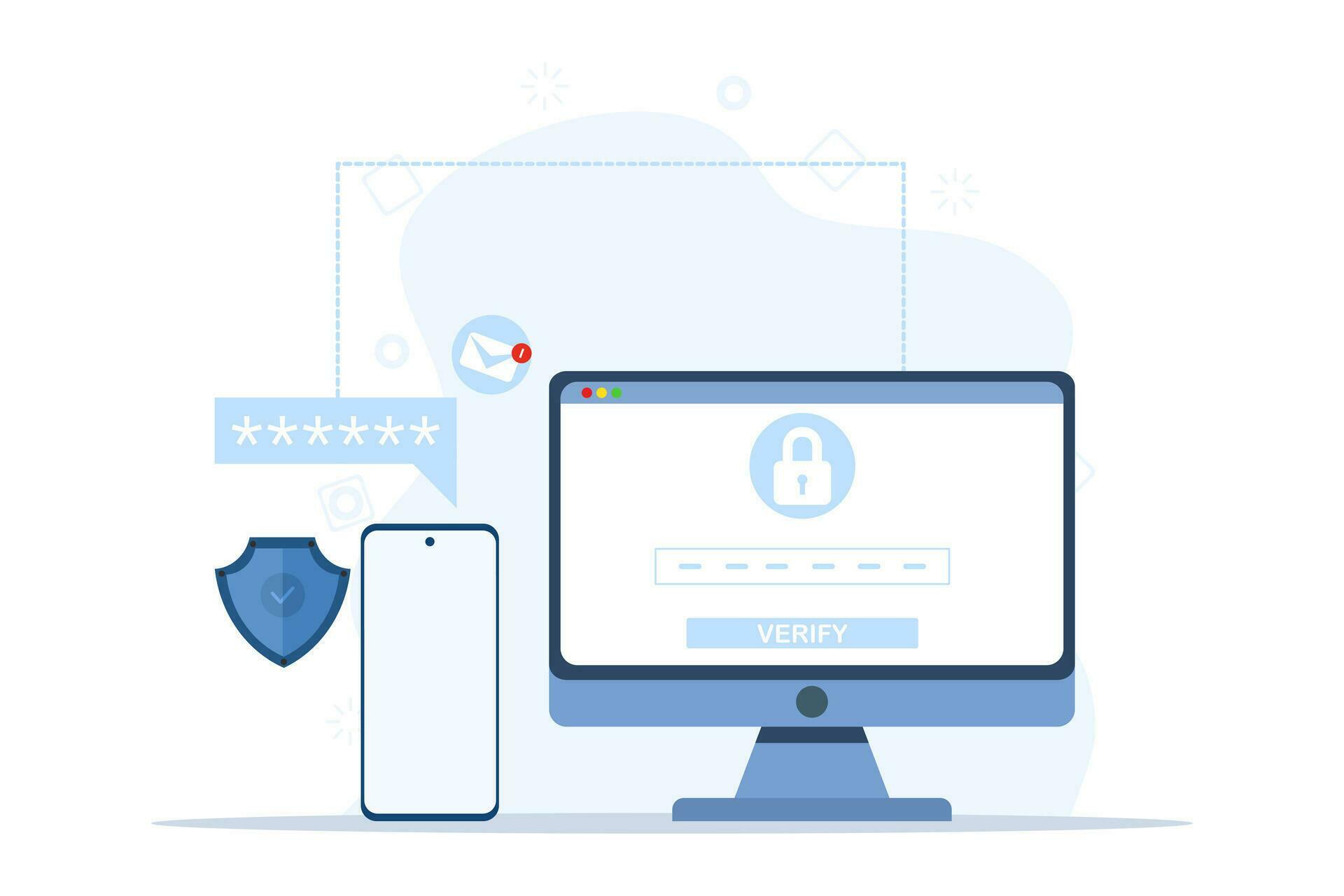 authentication code concept for website, 2 step verification, Enter ...