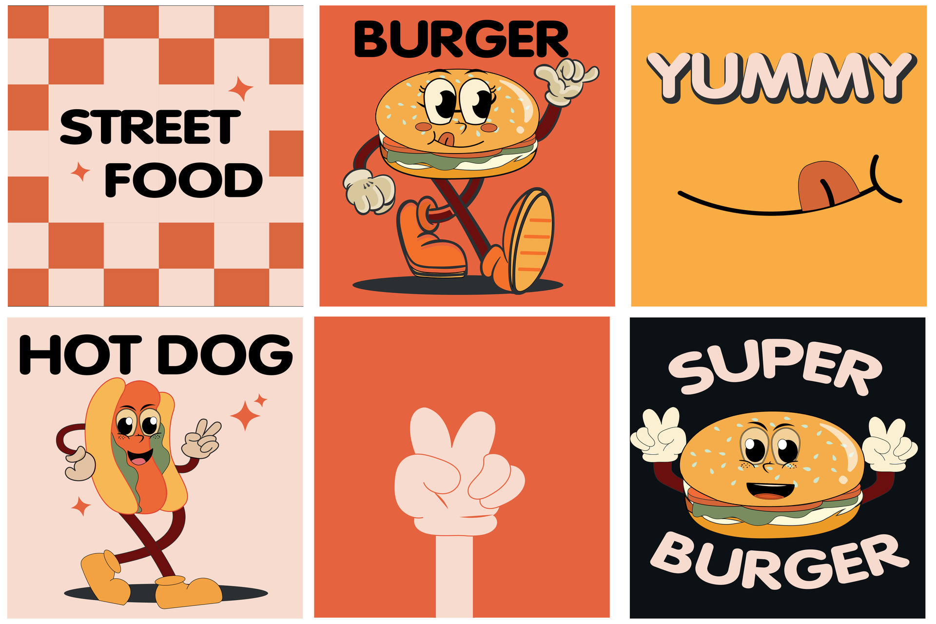 Hamburguesa Retro Dibujos Animados R pido Comida Carteles Y Tarjetas hamburguesa-retro-dibujos-animados-r-pido-comida-carteles-y-tarjetas