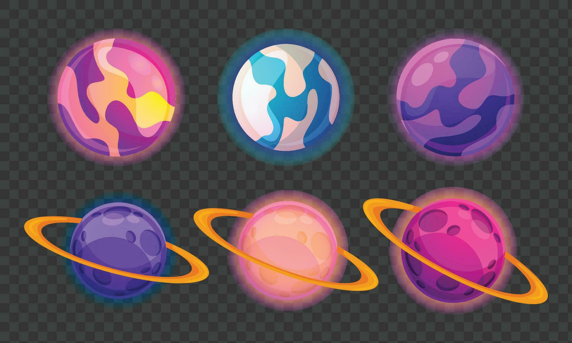 Cartoon galaxy background with colorful planets collection 27198067 ...