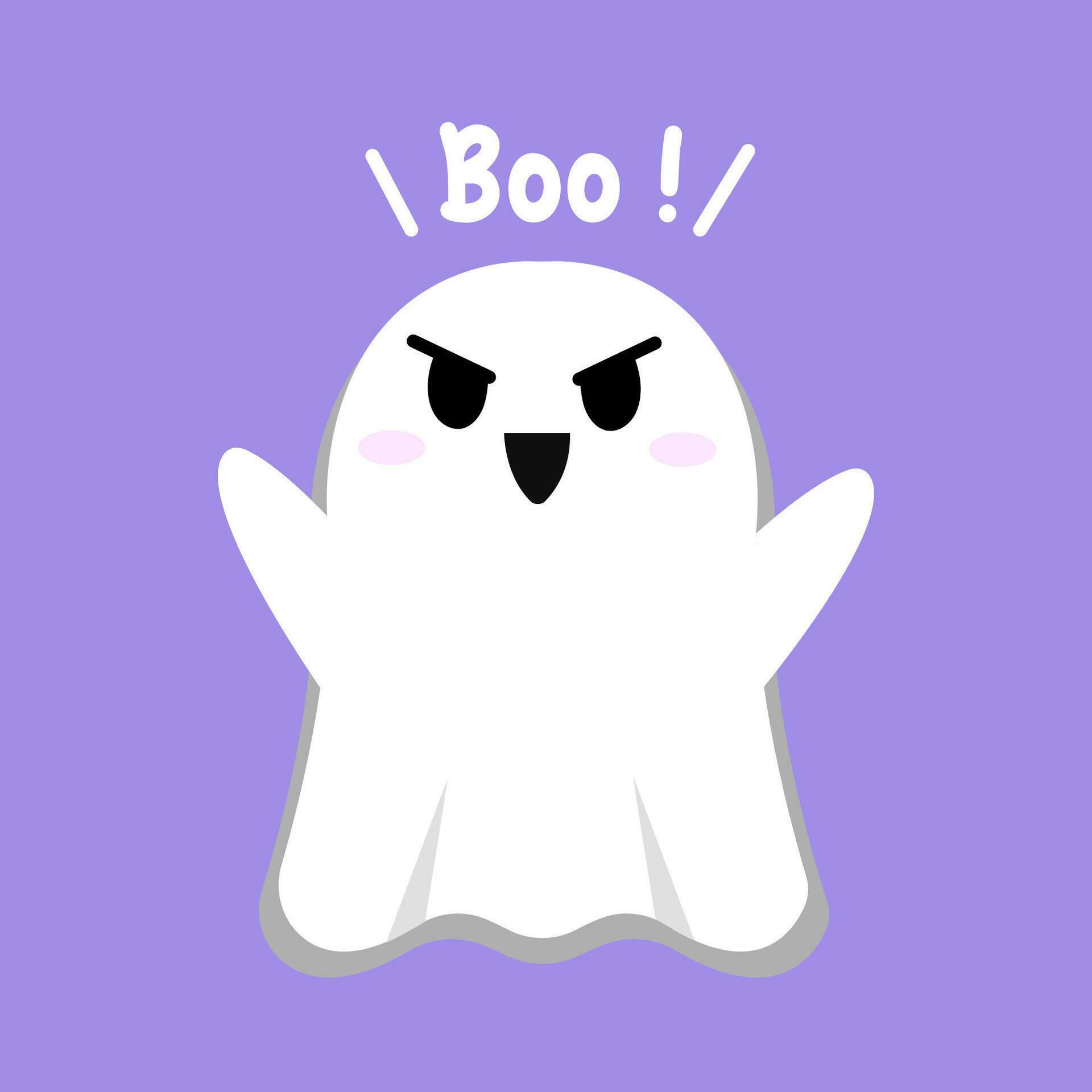 Cute Ghost Playful Boo Cartoon Character And Flat Design Vector Illustrations For Halloween