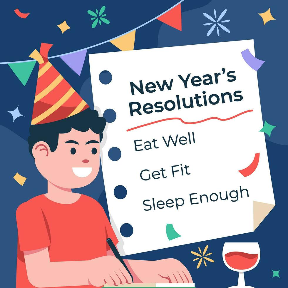 Writing New Year Resolutions 27198815 Vector Art at Vecteezy