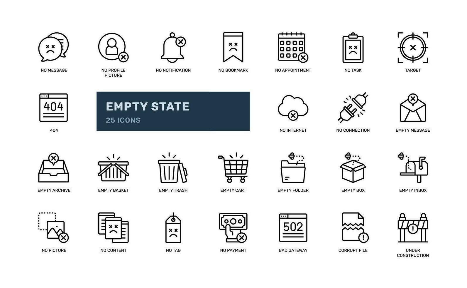 empty state error state ui detailed icon set website. eps vector file ...