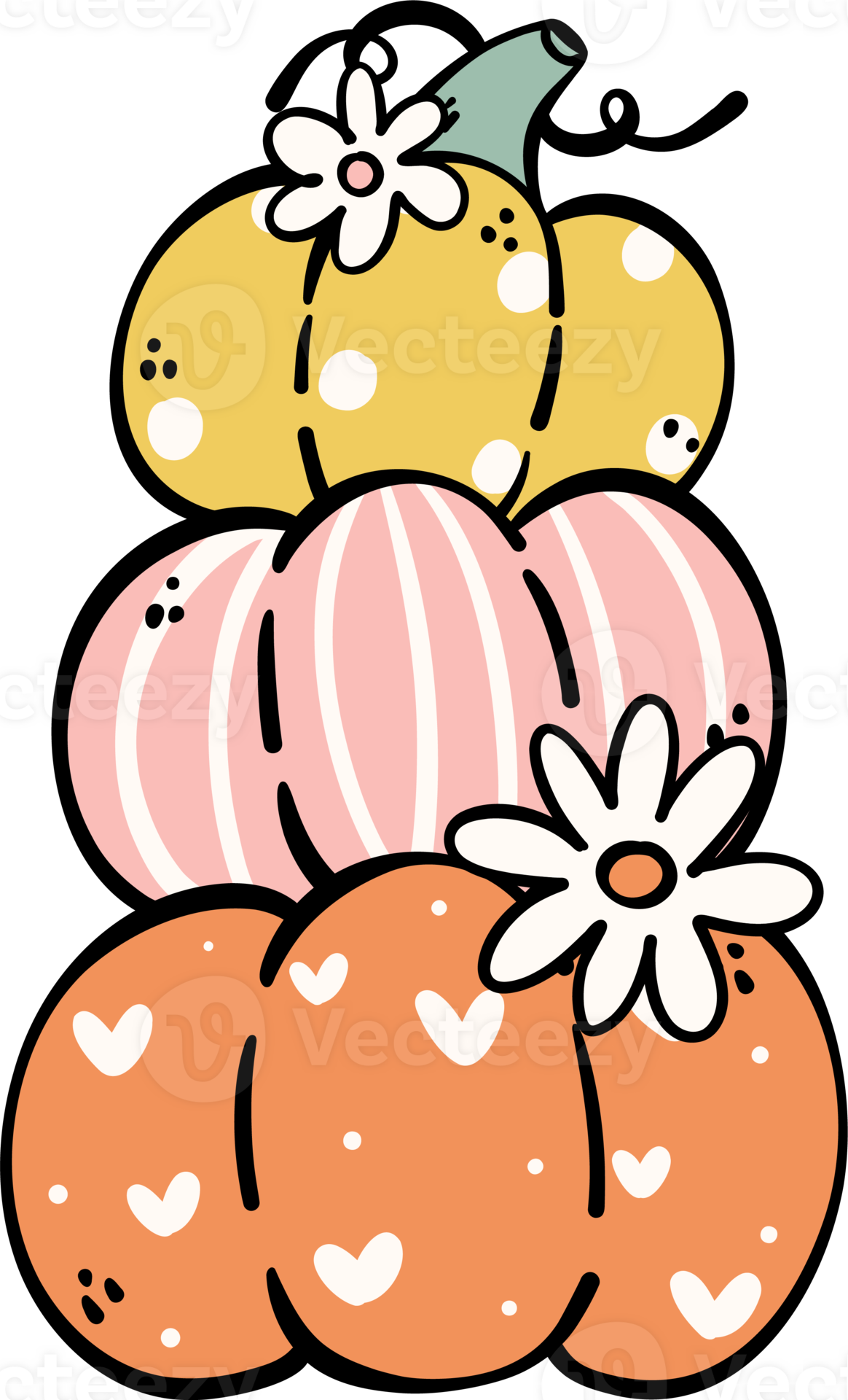 Cute stack Retro Autumn Pumpkins Doodle Art, Playful Hand Drawn ...