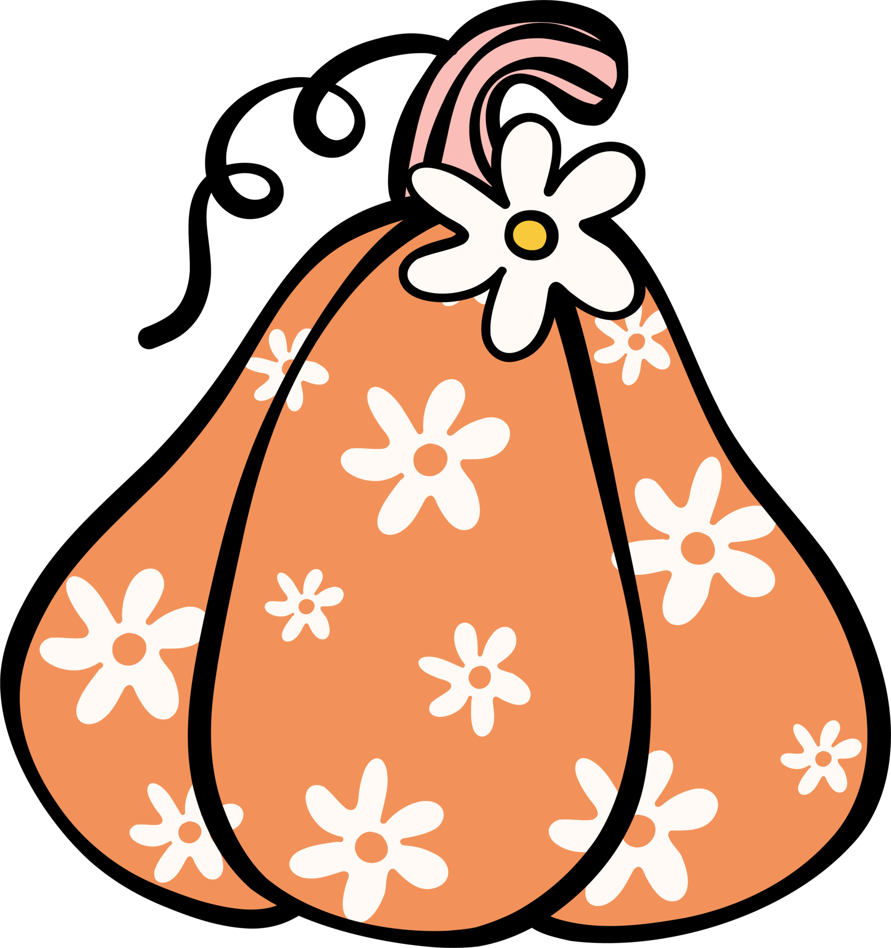 Cute Orange Retro Autumn Pumpkin Doodle Art, Playful Hand Drawn ...