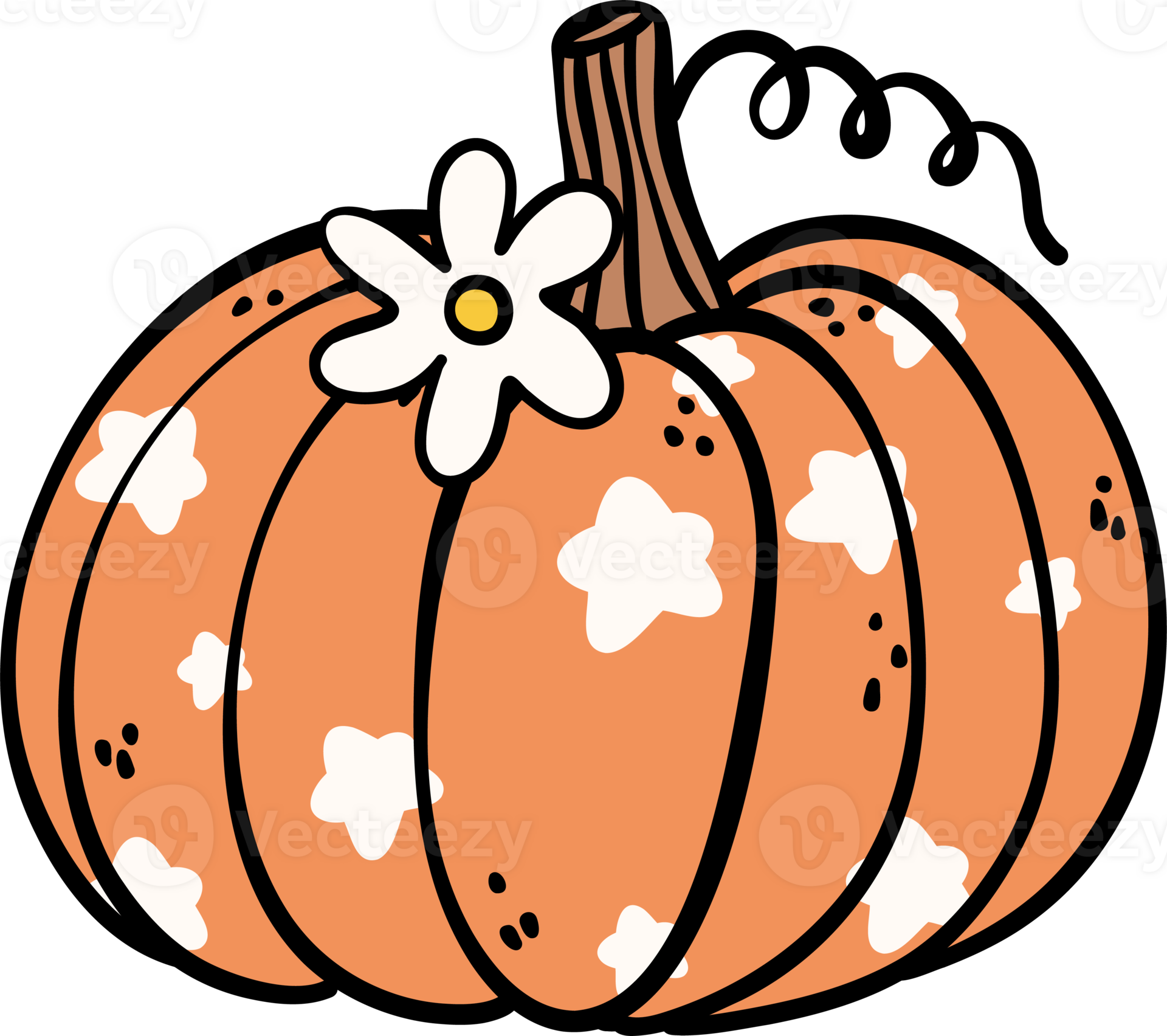 Cute Orange Retro Autumn Pumpkin Doodle Art, Playful Hand Drawn ...