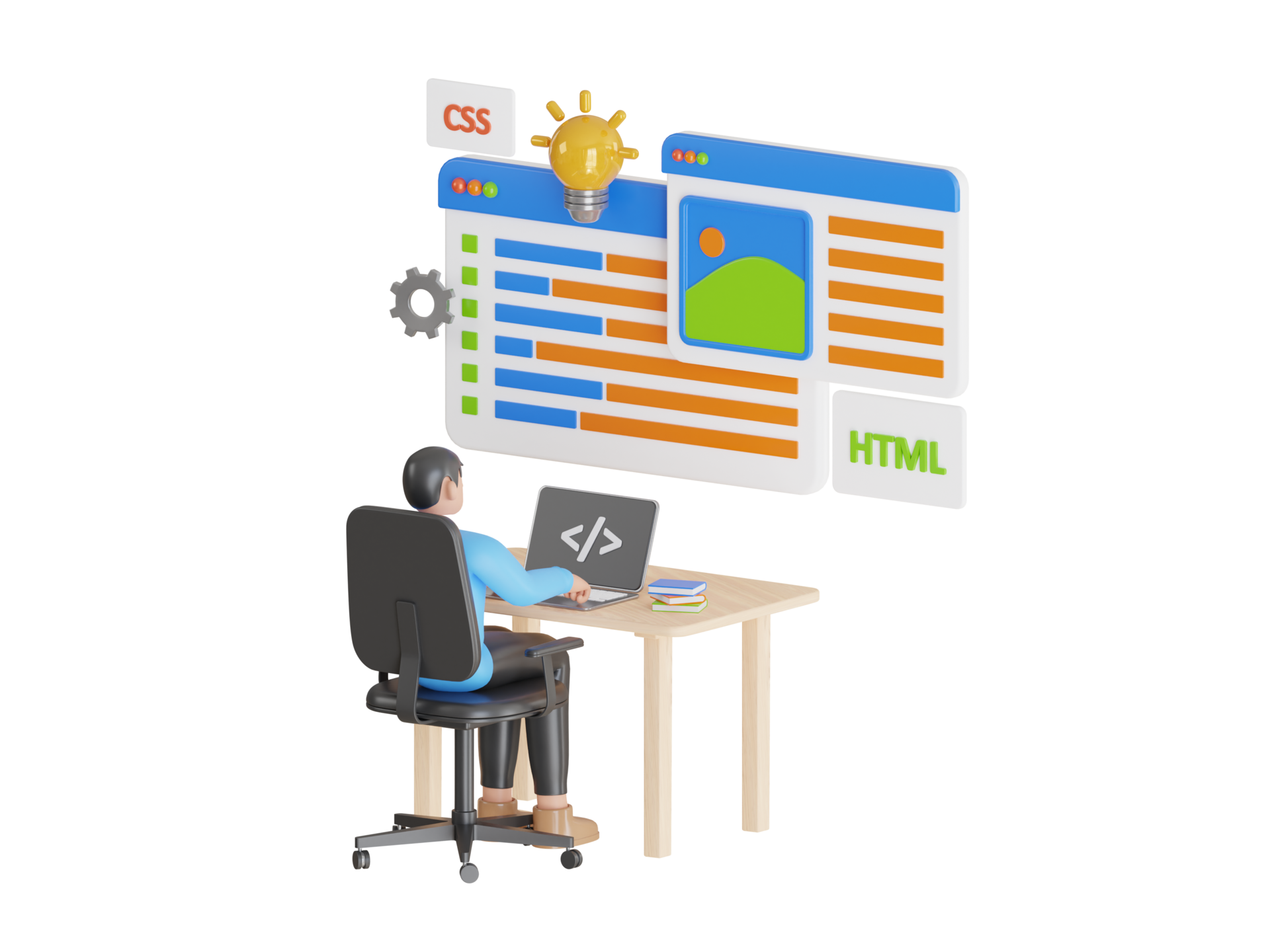 web desarrollo y codificación. 3d ilustración de web desarrollo para ...