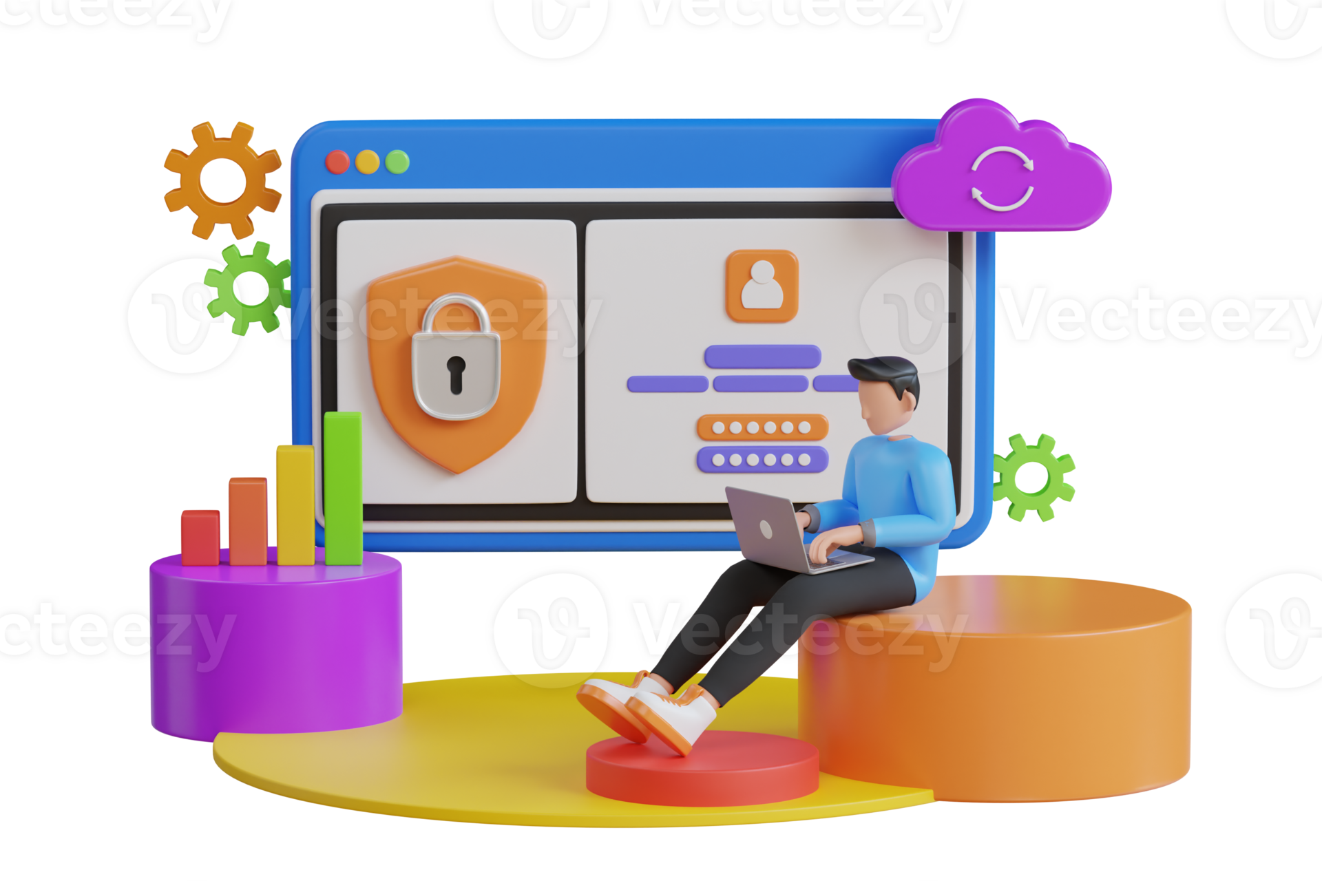 Login And Password Concept 3d Illustration Computer And Account Login And Password Form Page On