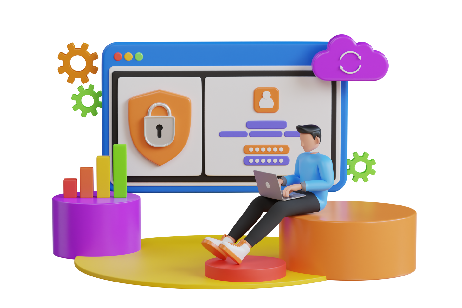 Login and password concept 3D illustration. Computer and account login ... Login and password concept 3D illustration. Computer and account login ...