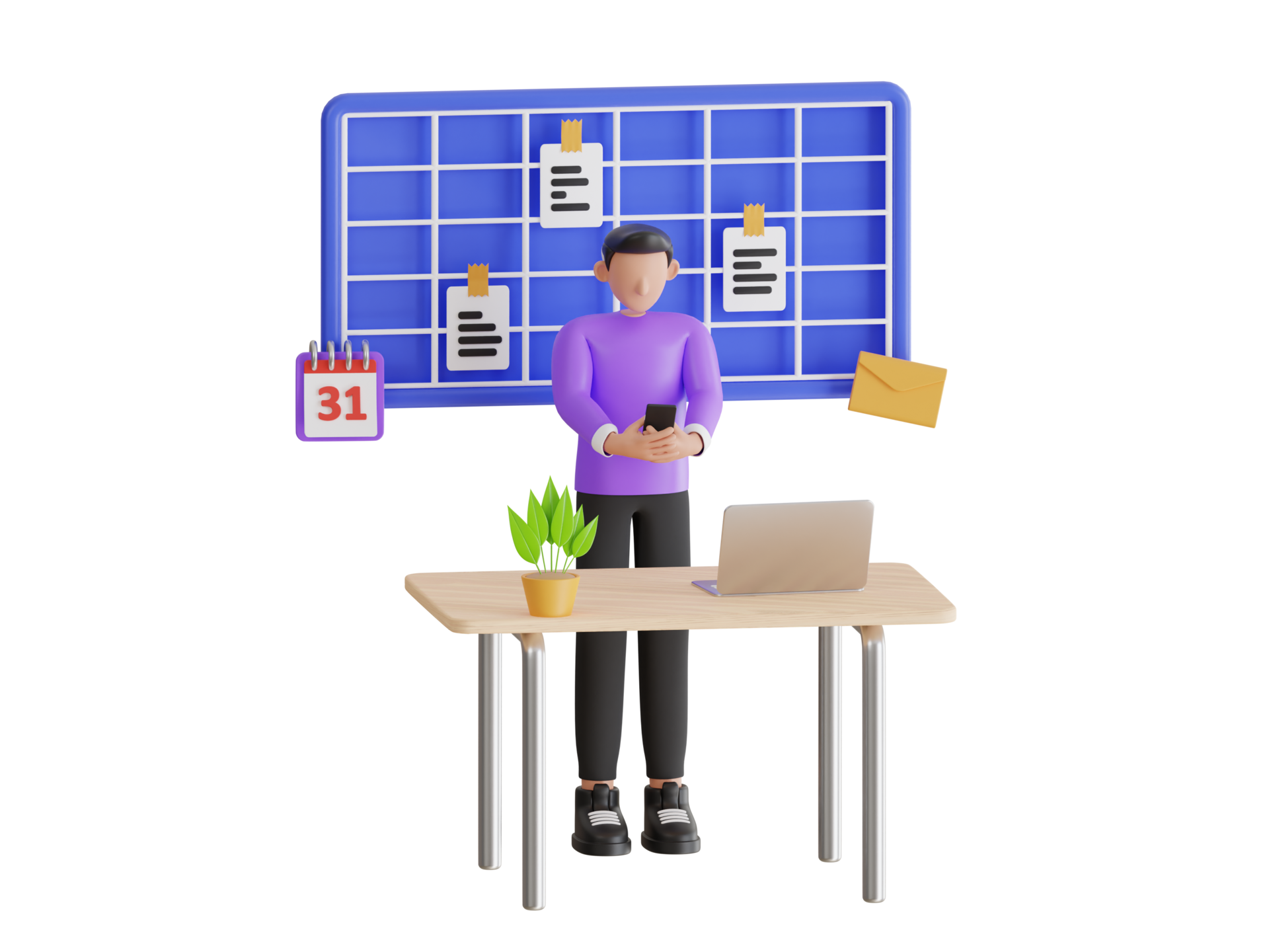 Man Checking His Meeting Schedule 3d Illustration Man Was Using Her man-checking-his-meeting-schedule-3d-illustration-man-was-using-her