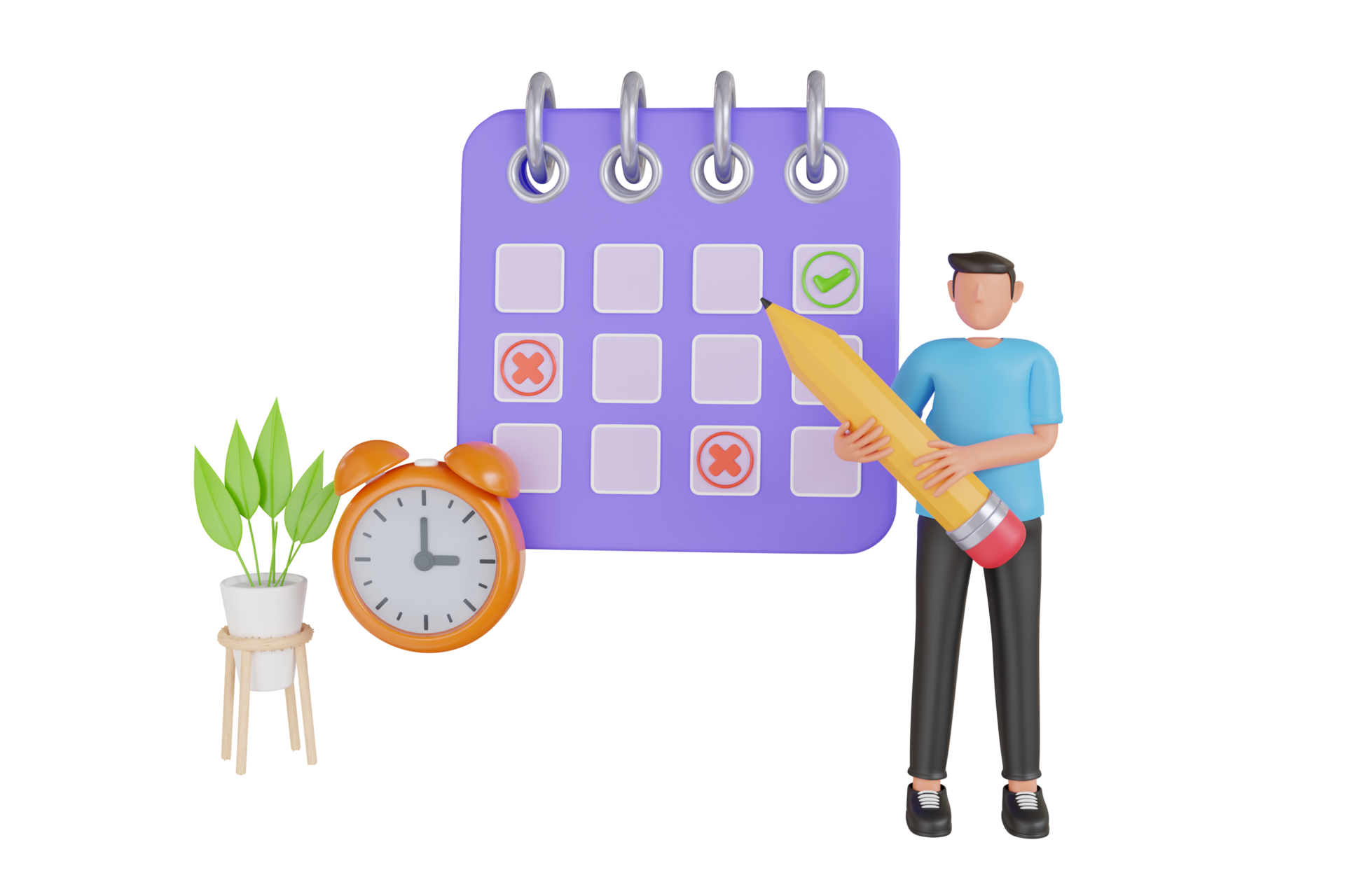 planning day scheduling appointment in calendar 3d illustration. Scene ... planning day scheduling appointment in calendar 3d illustration. Scene ...
