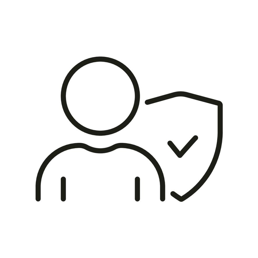 proteger proteger persona línea icono. seguridad para usuario lineal pictograma. la seguridad en ...