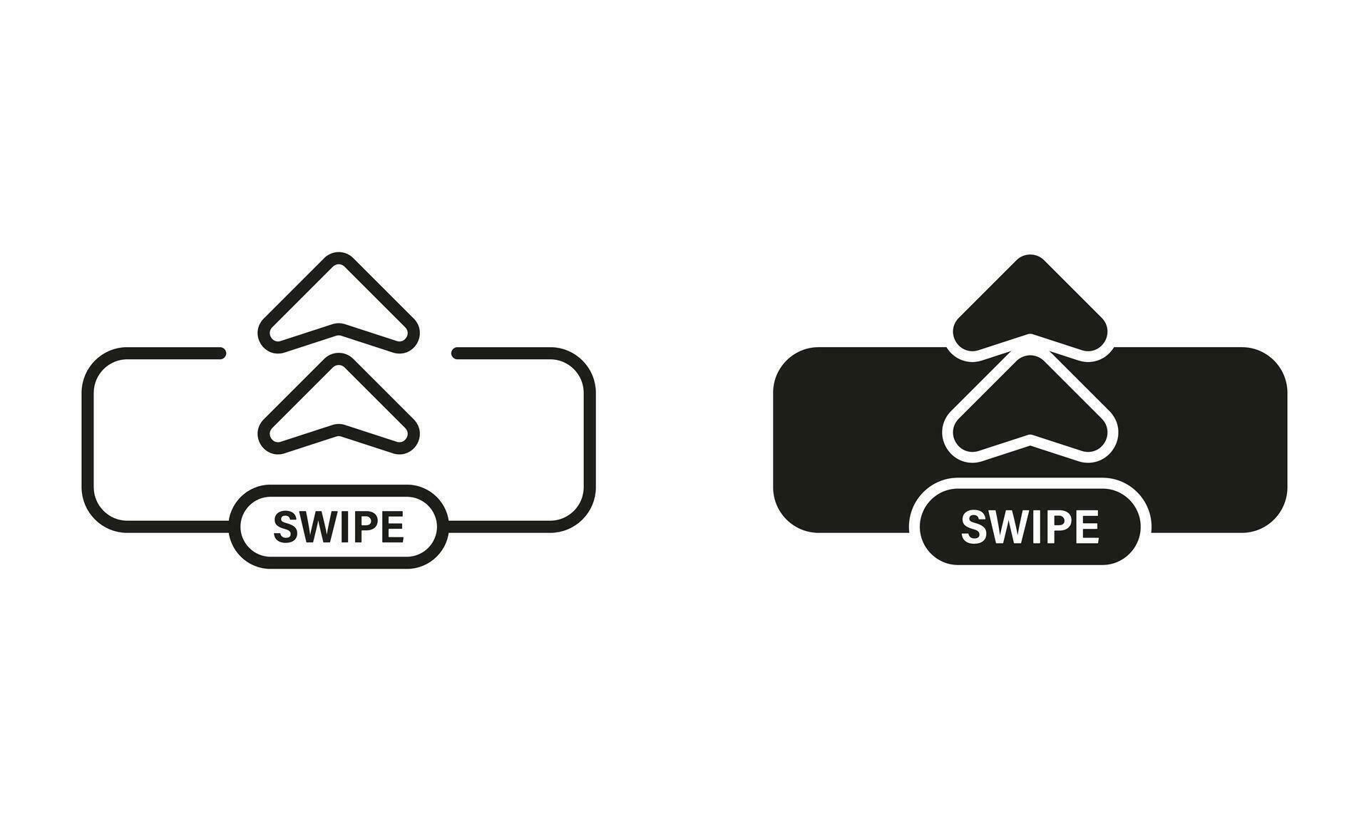 Slide Drag Button Line And Silhouette Icon Set Swipe Up Button Arrow