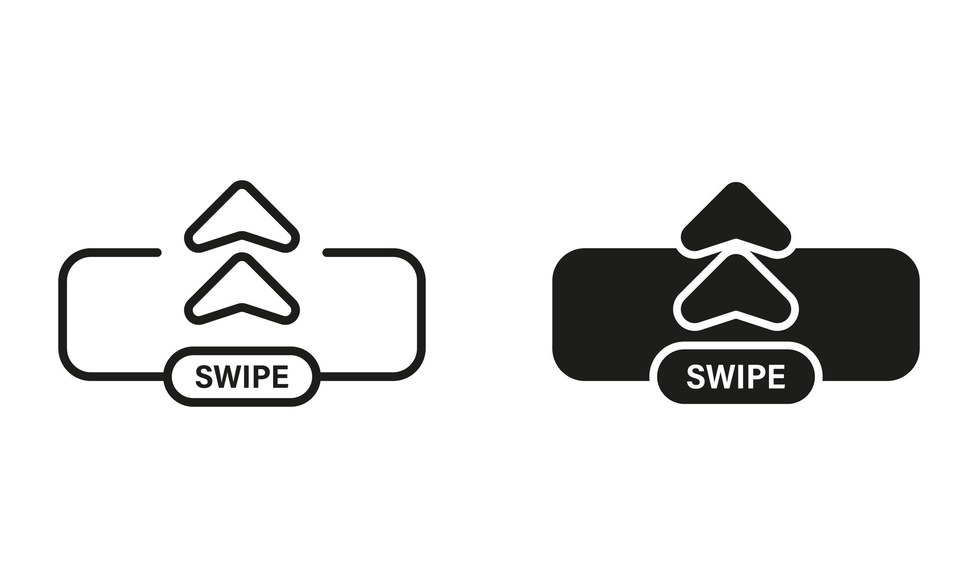 Slide Drag Button Line and Silhouette Icon Set. Swipe Up Button, Arrow Up Creative Symbol ...