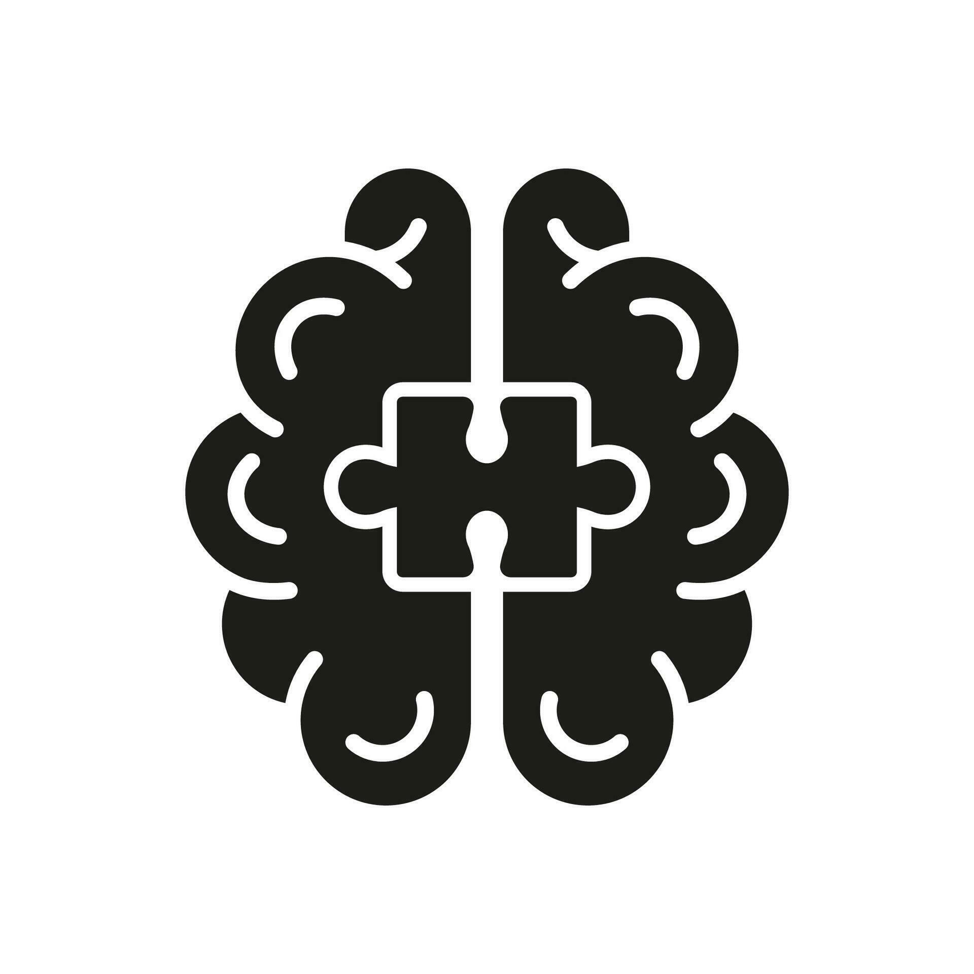 Puzzle and Brain Glyph Pictogram. Find Creative Solution, Problem ...