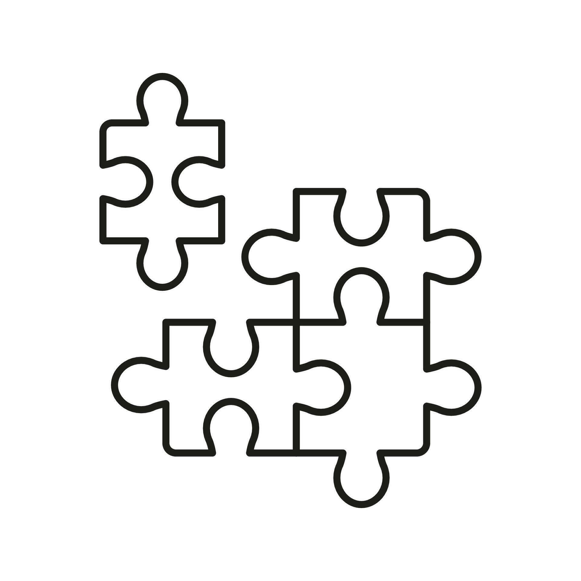 Puzzle Pieces Teamwork Logic Game Idea Outline Icon Jigsaw Square